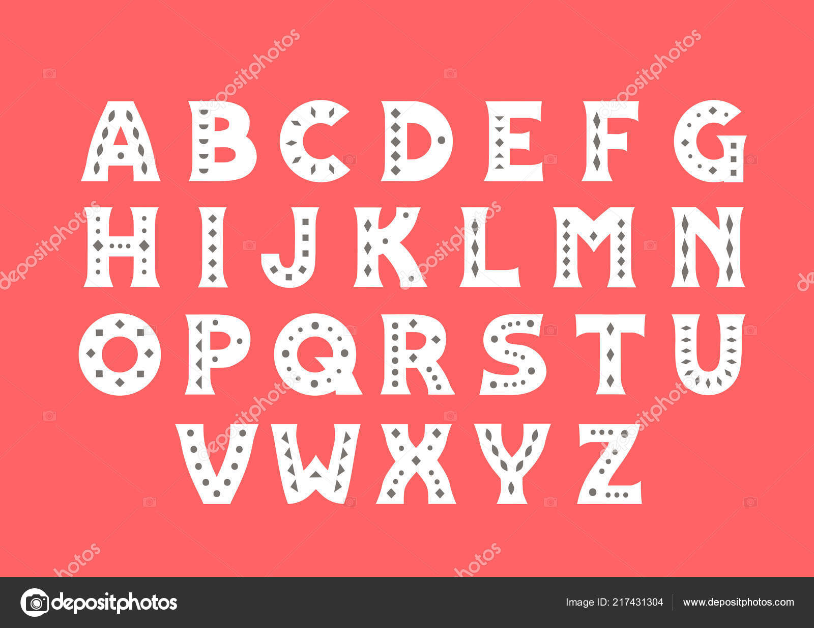 Vector Uppercase Bold Serif Alphabet Red Background White Letters ...