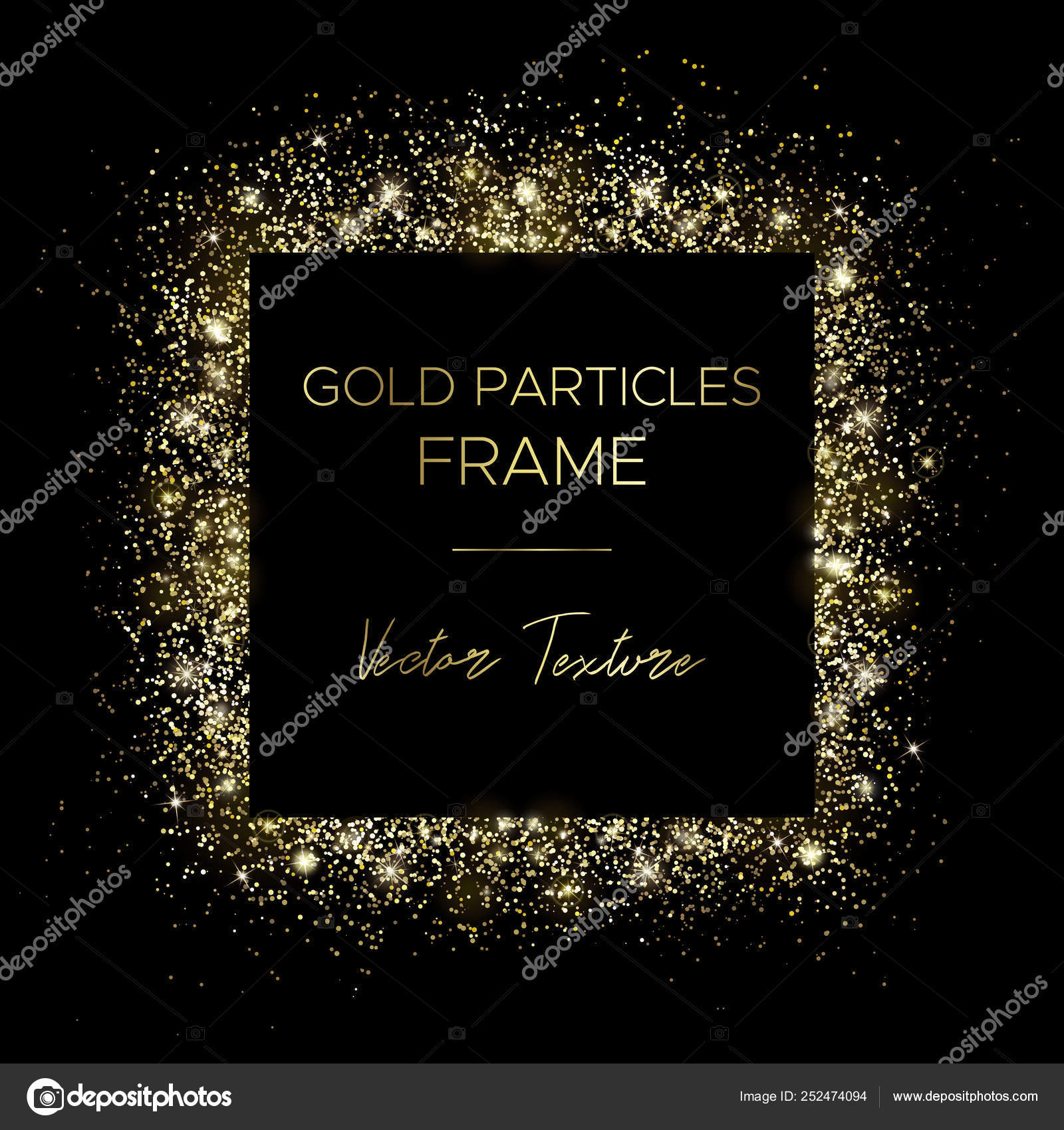 Golden square. Frame of gold particles and text Stock Vector Image by ...