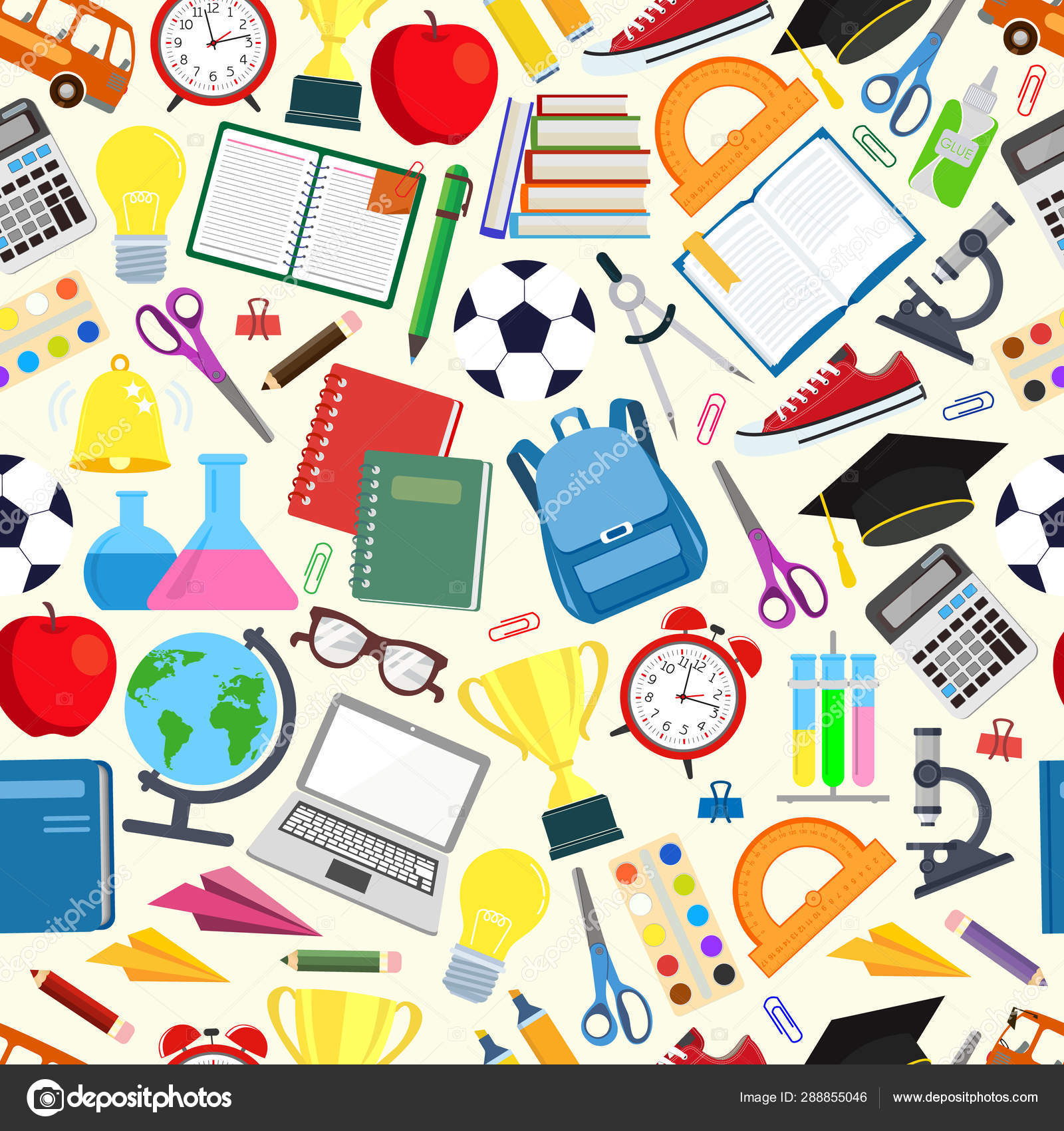 School. Seamless pattern. Back to school. Vector illustration with ...