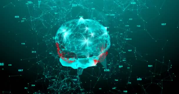 Rotating human brain. Plexus structure evolving around. Seamless loop ...