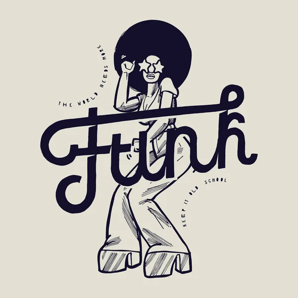 Funk Girl Dancing Vintage Style Poster Big Funk Word Stock Vector Image ...