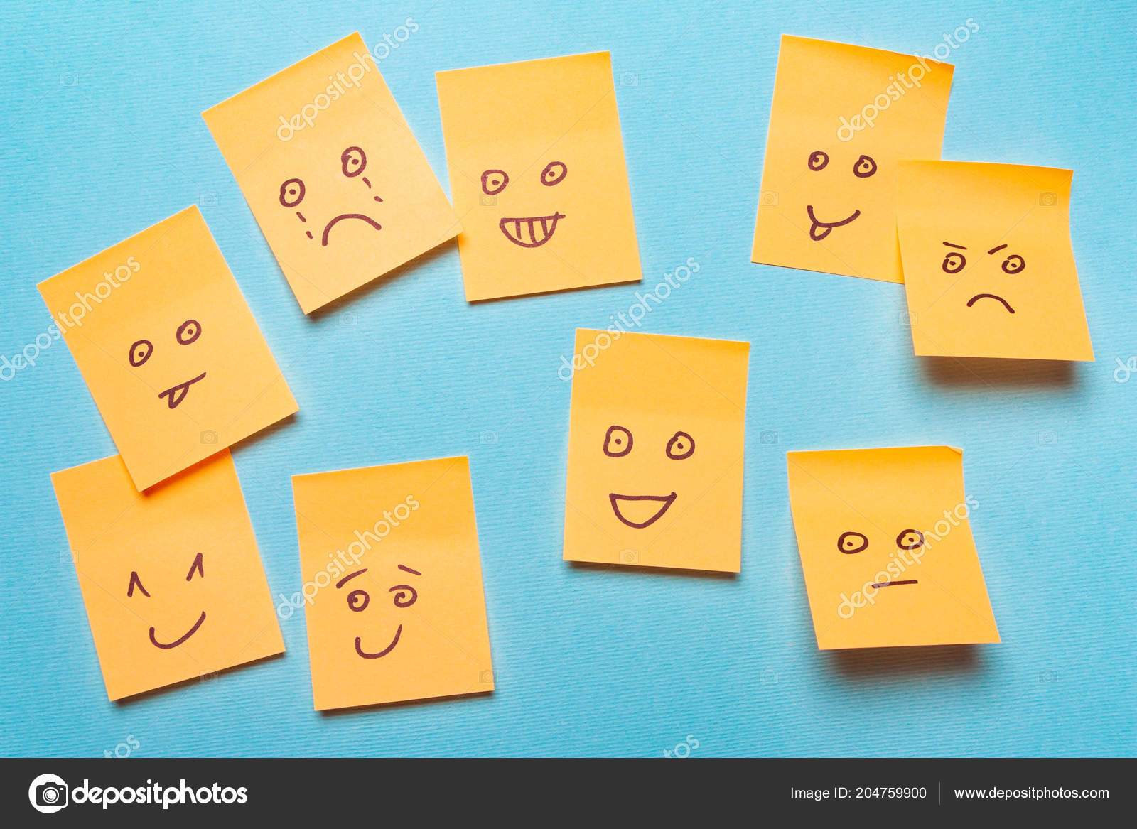 Funny Stickers Notes Smile Blue Background Positive Attitude Happy ...