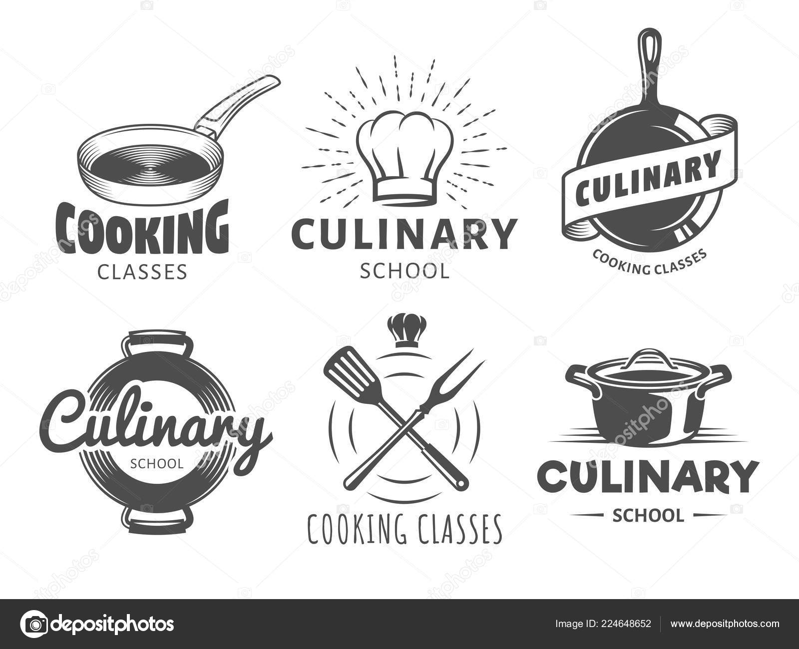 Culinary School Logos Vector Badges Cooking Classes Workshops Courses ...