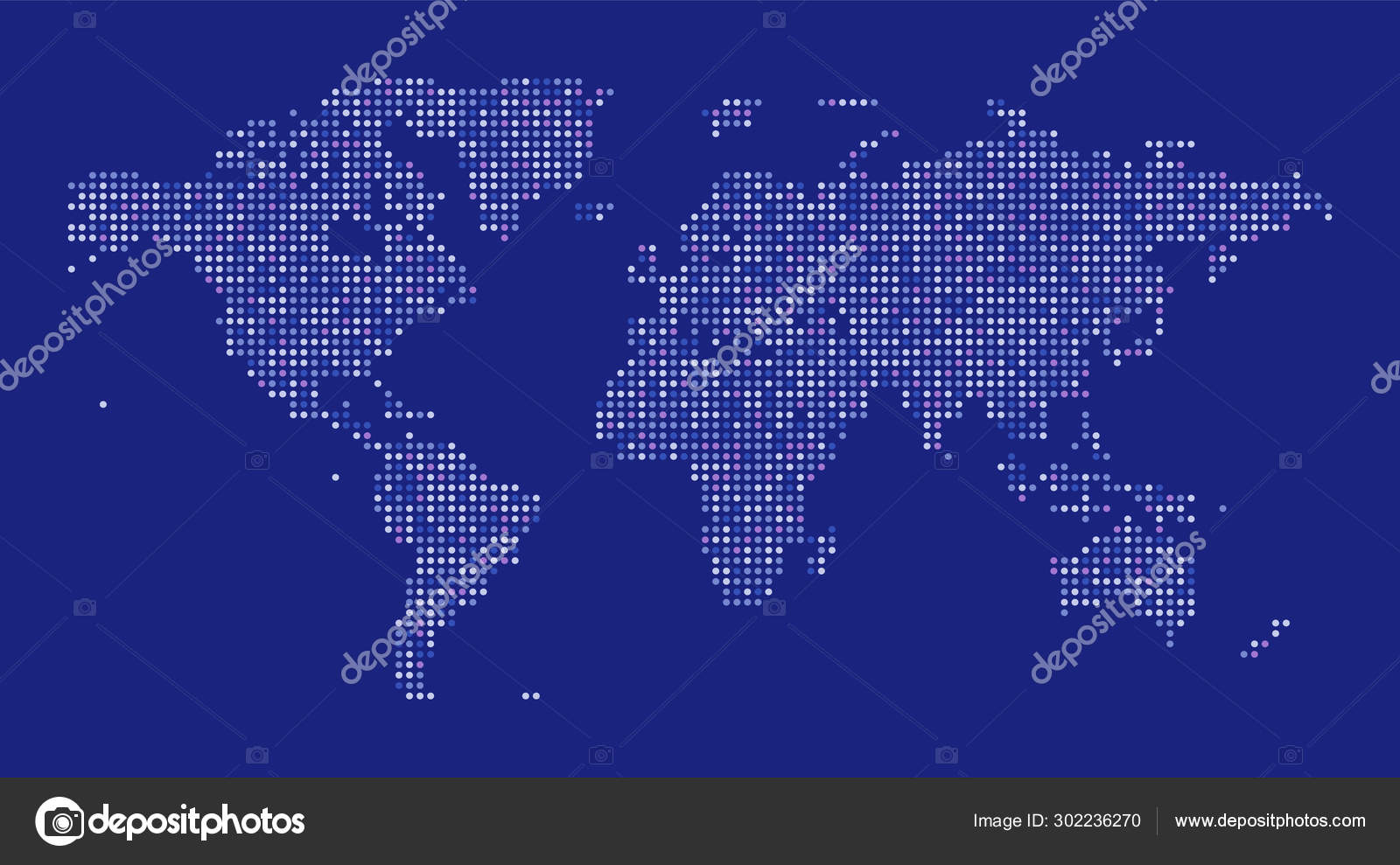 World map dot illustration on blue background. Stock Vector Image by ...