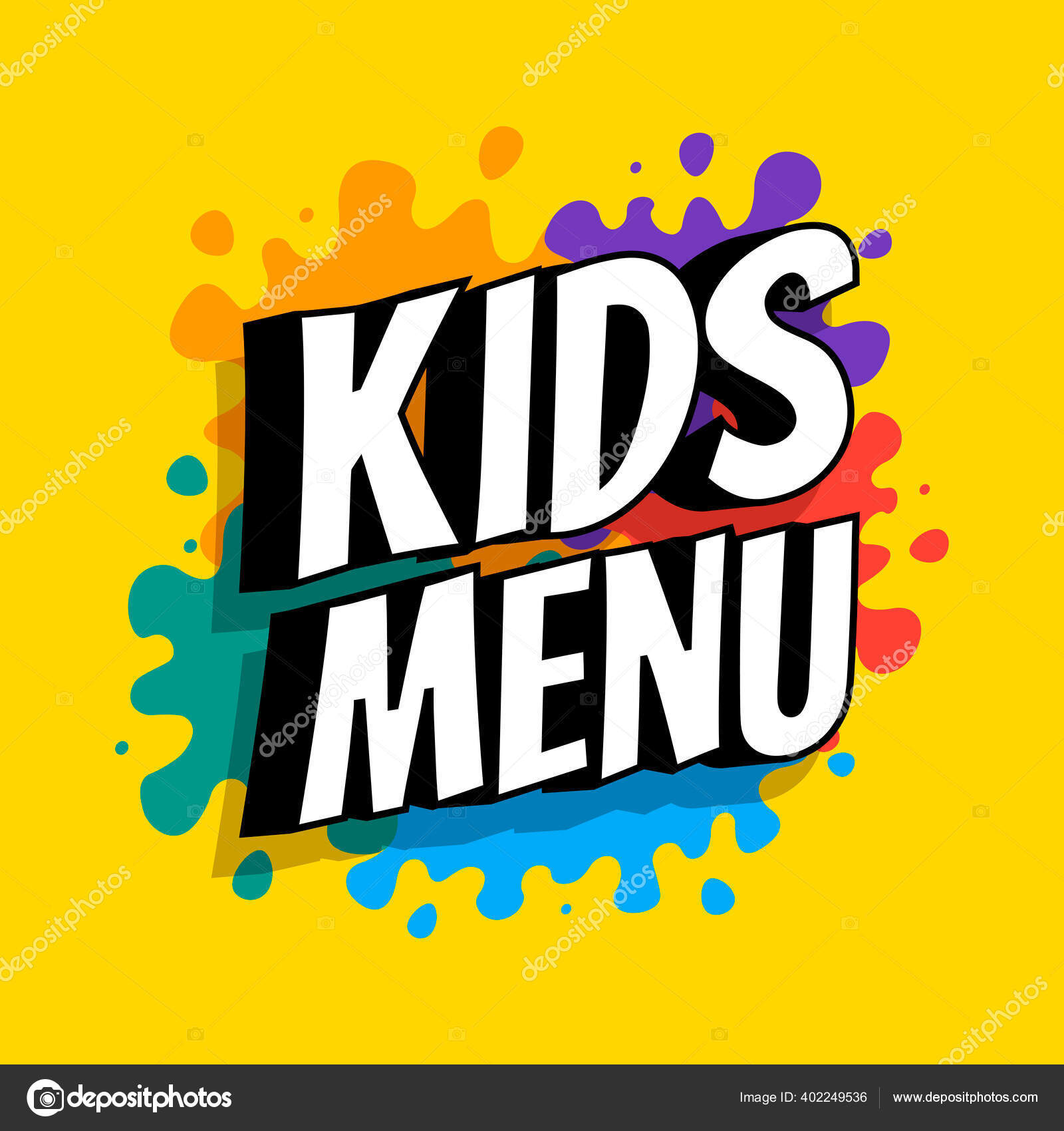 Kids Menu Colorful Banner Design Inscription Background Colored Heels ...