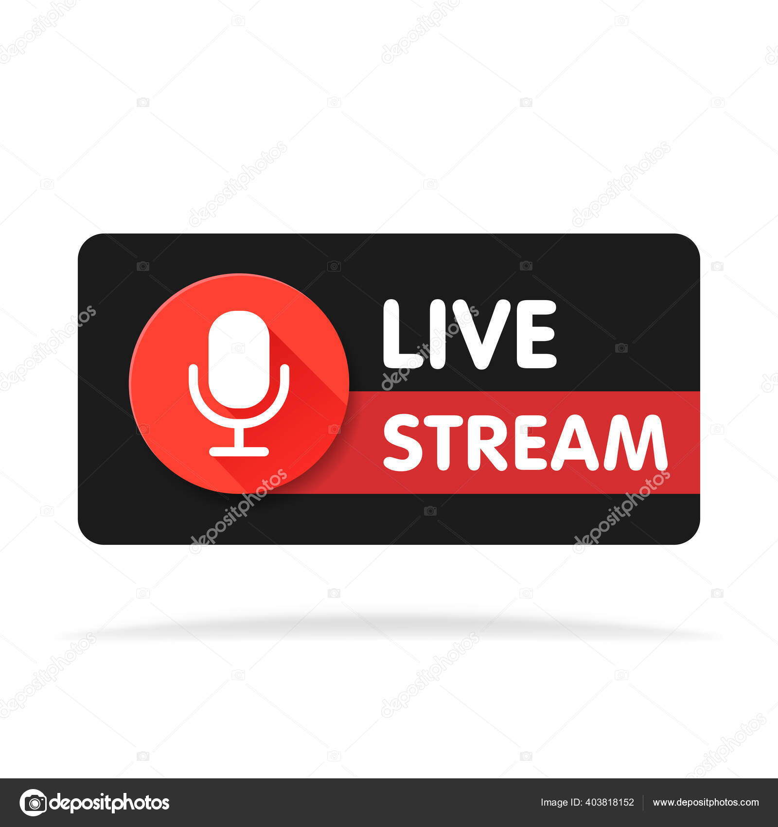 Live Streaming Banner Red Vector Design Element Play Button Vector ...