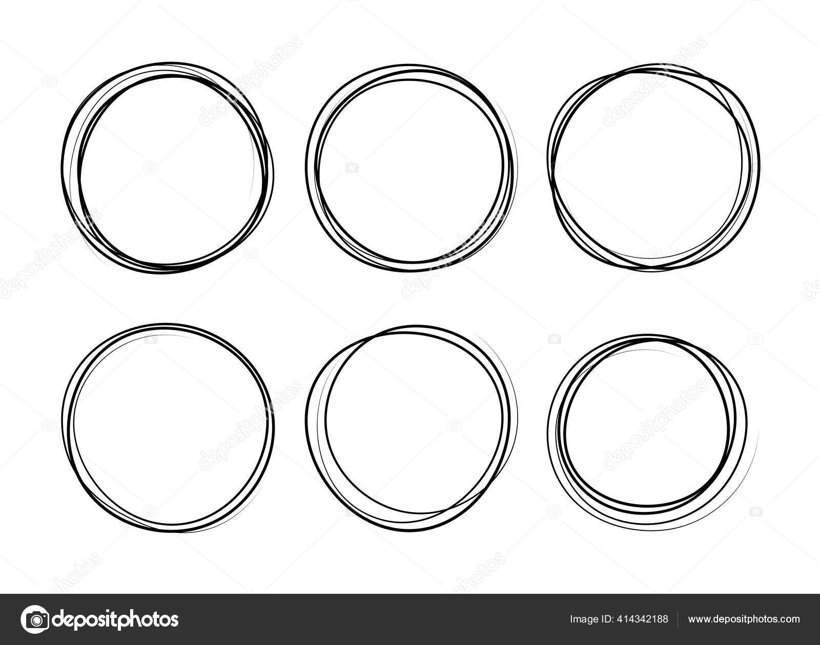 Juego Bocetos Dibujado Mano Vector Circular Garabato Garabato Círculos ...