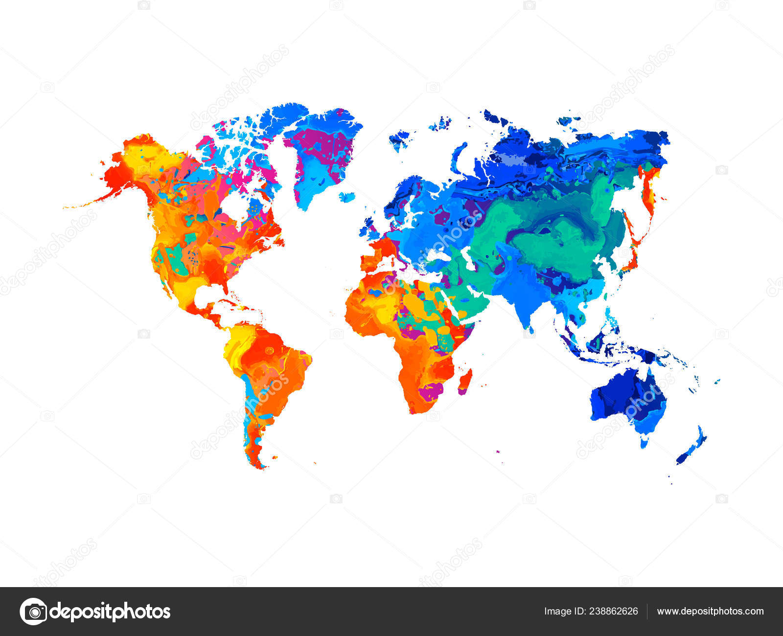 Abstract world map from splash of watercolors Stock Vector Image by ...