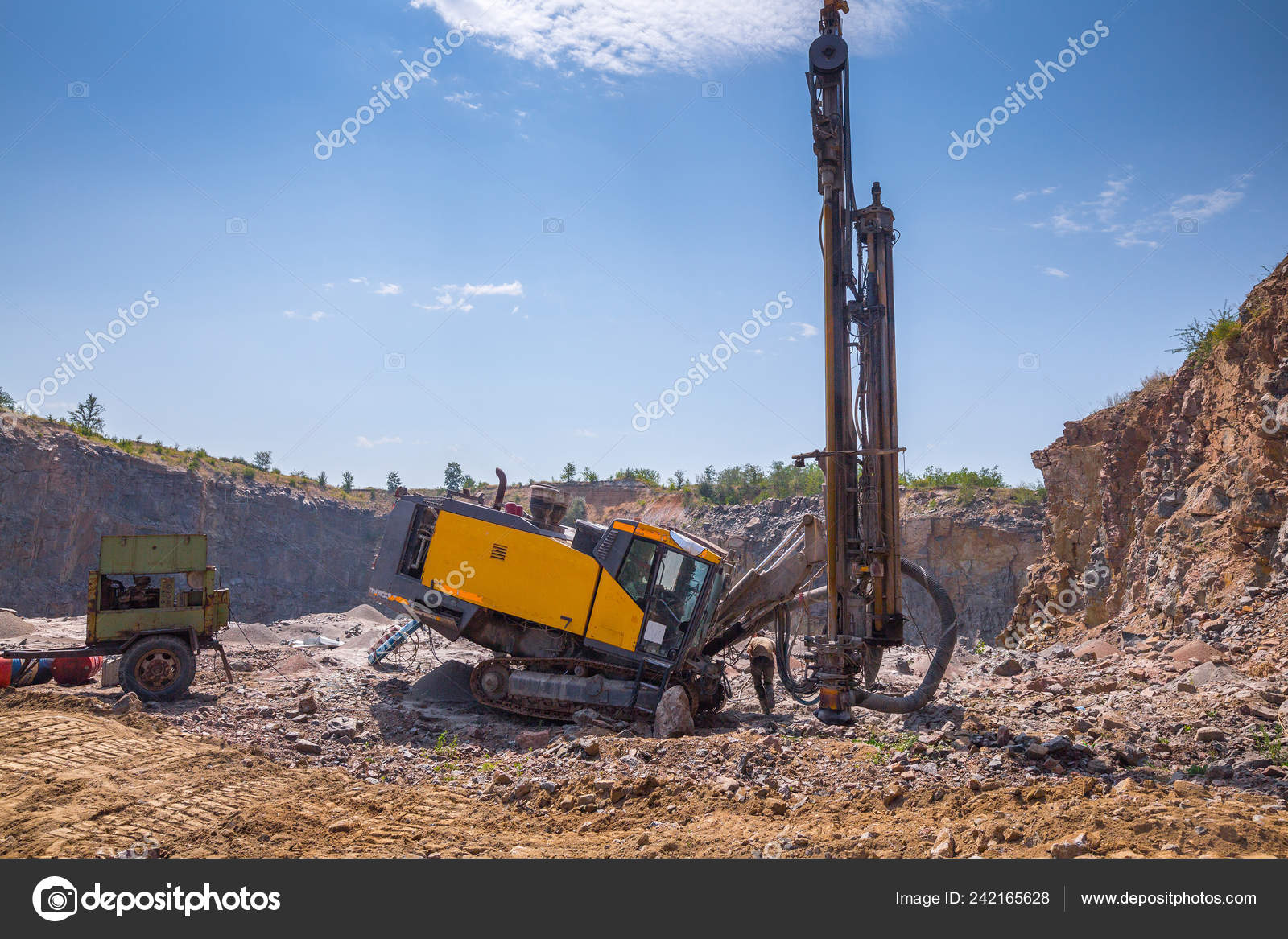 Deep Surface Drill Rig Quarry Open Pit Mining Granite Stone Stock Photo ...