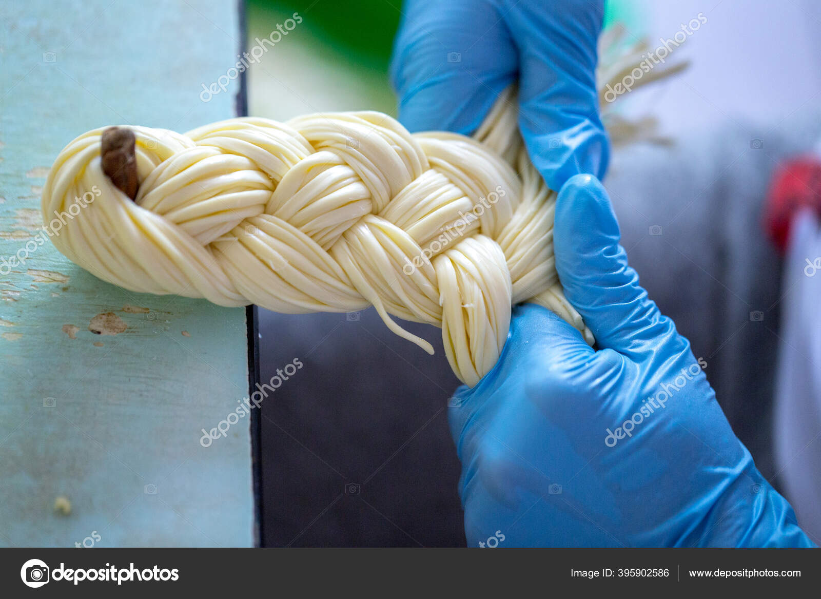 Worker Twists Braids Pickled Homemade Cheese Armenian Origin Chechil ...