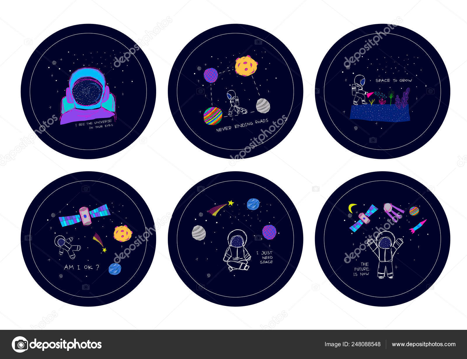 Universe space Nature Star cutout scircle sticker Stock Vector Image by ...