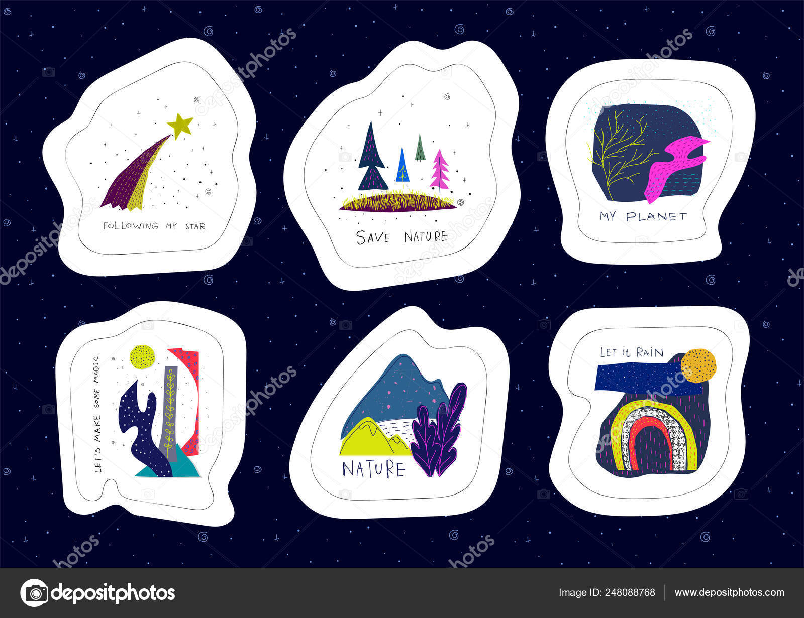 Universe space Nature Star cutout scircle sticker Stock Vector by ...