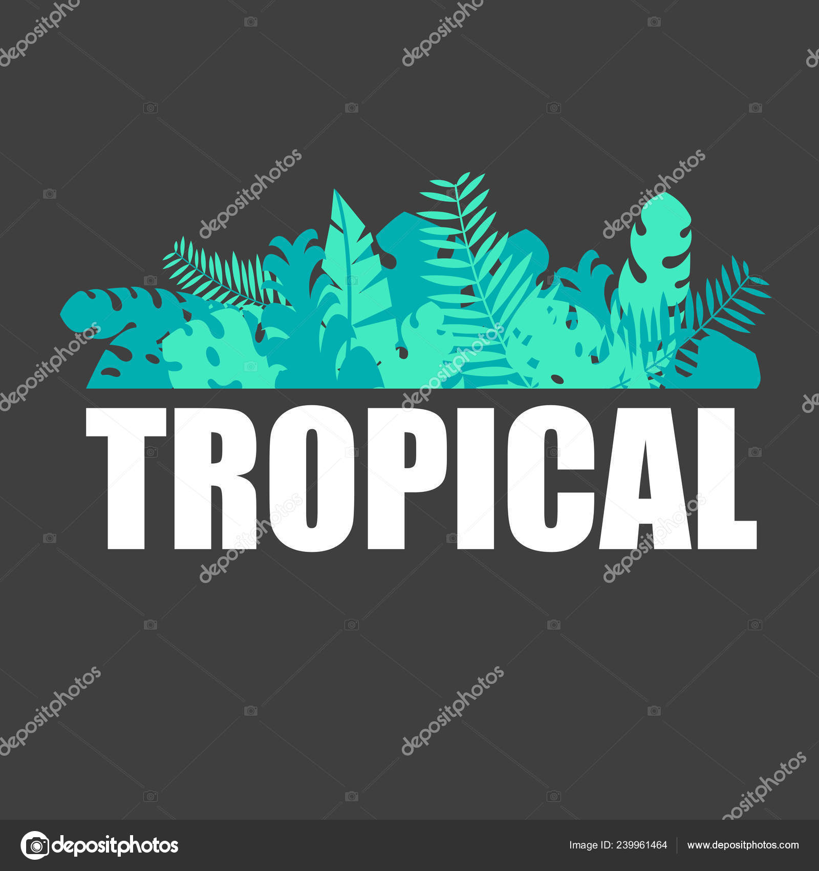 Tropical Lettering Tropical Jungle Green Leaves Stock Vector by ...