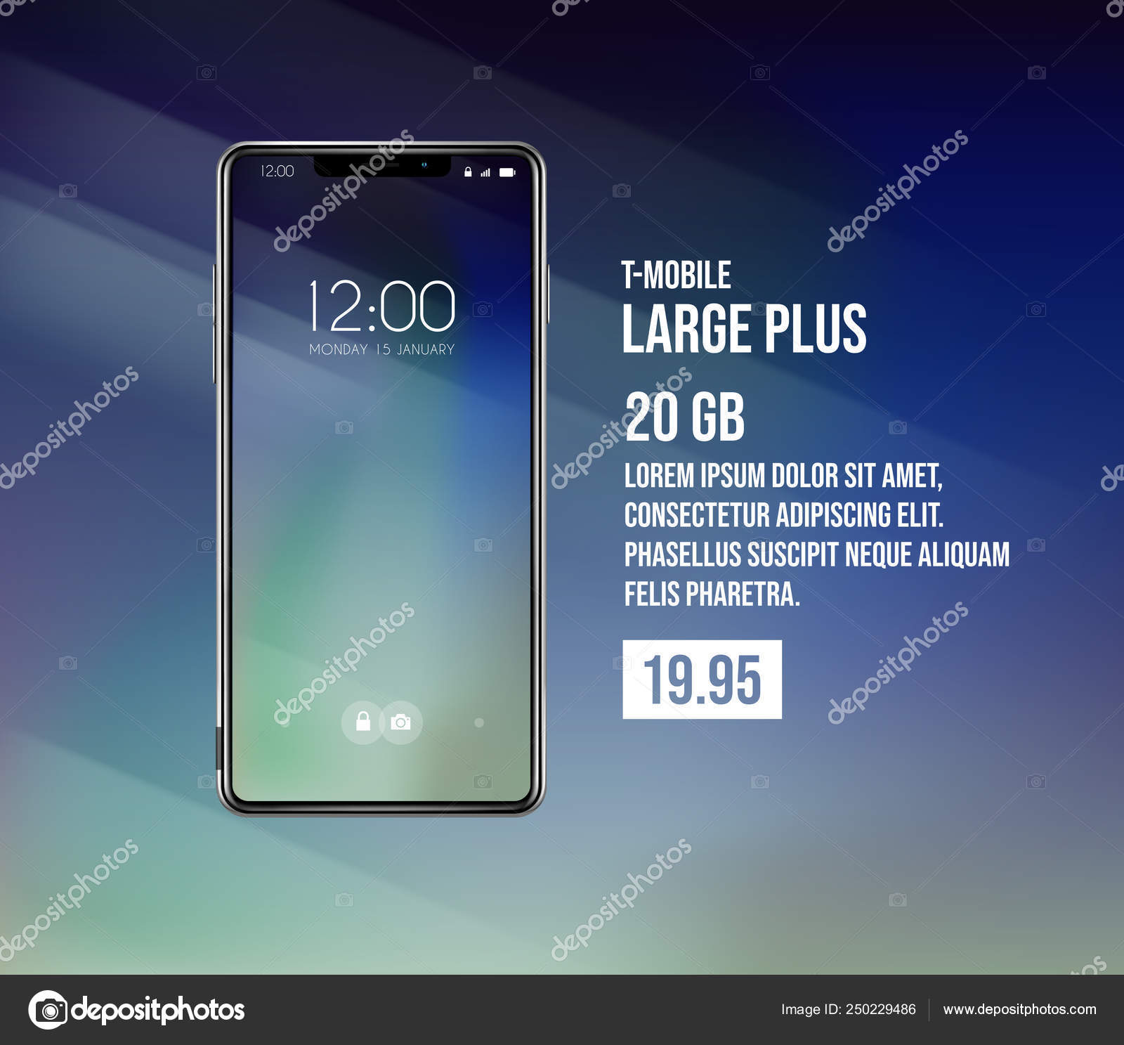 New front smartphone, phone plans concept prototype with adverti Stock ...