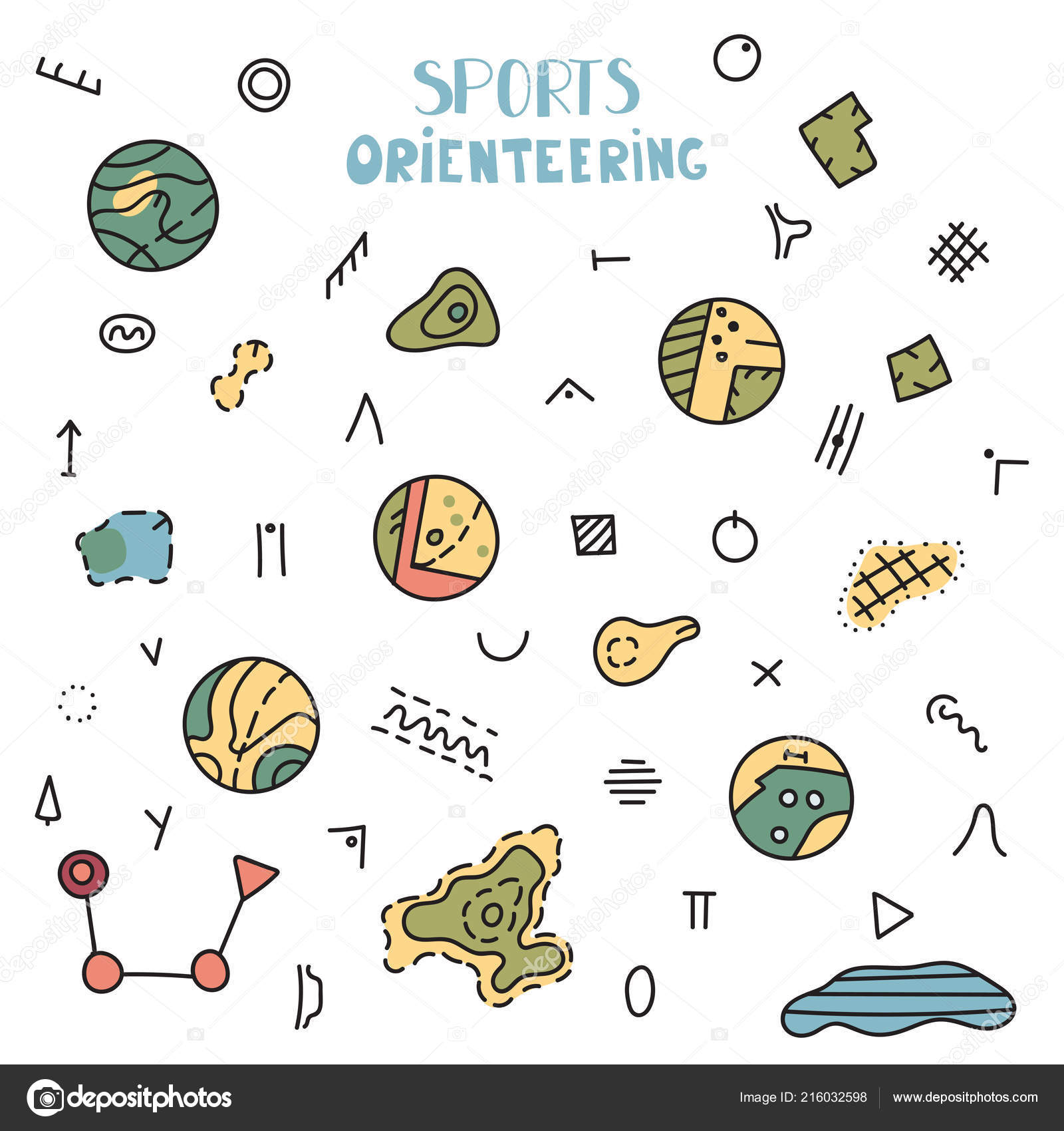 Vector illustration of orienteering map signs Stock Vector Image by ...