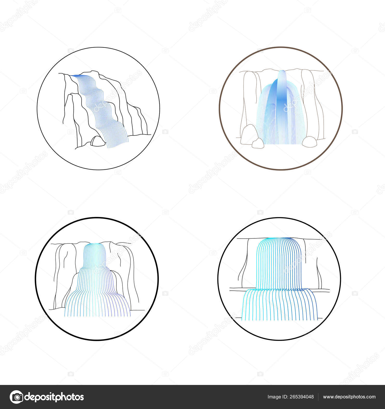 Vector set of illustration of waterfall cascade Stock Vector by ...