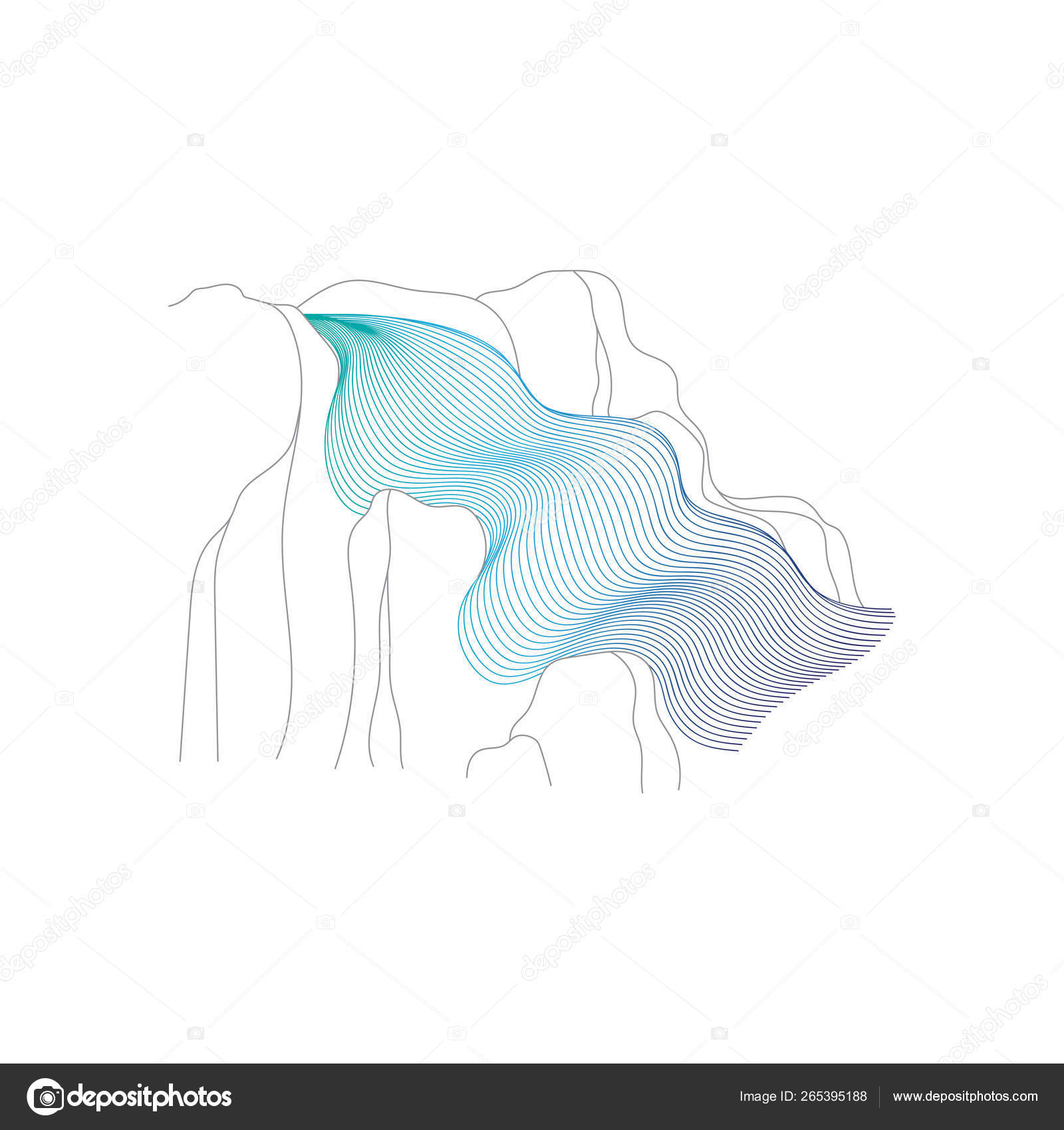 Vector illustration of waterfall cascade Stock Vector by ©Pikovit 265395188