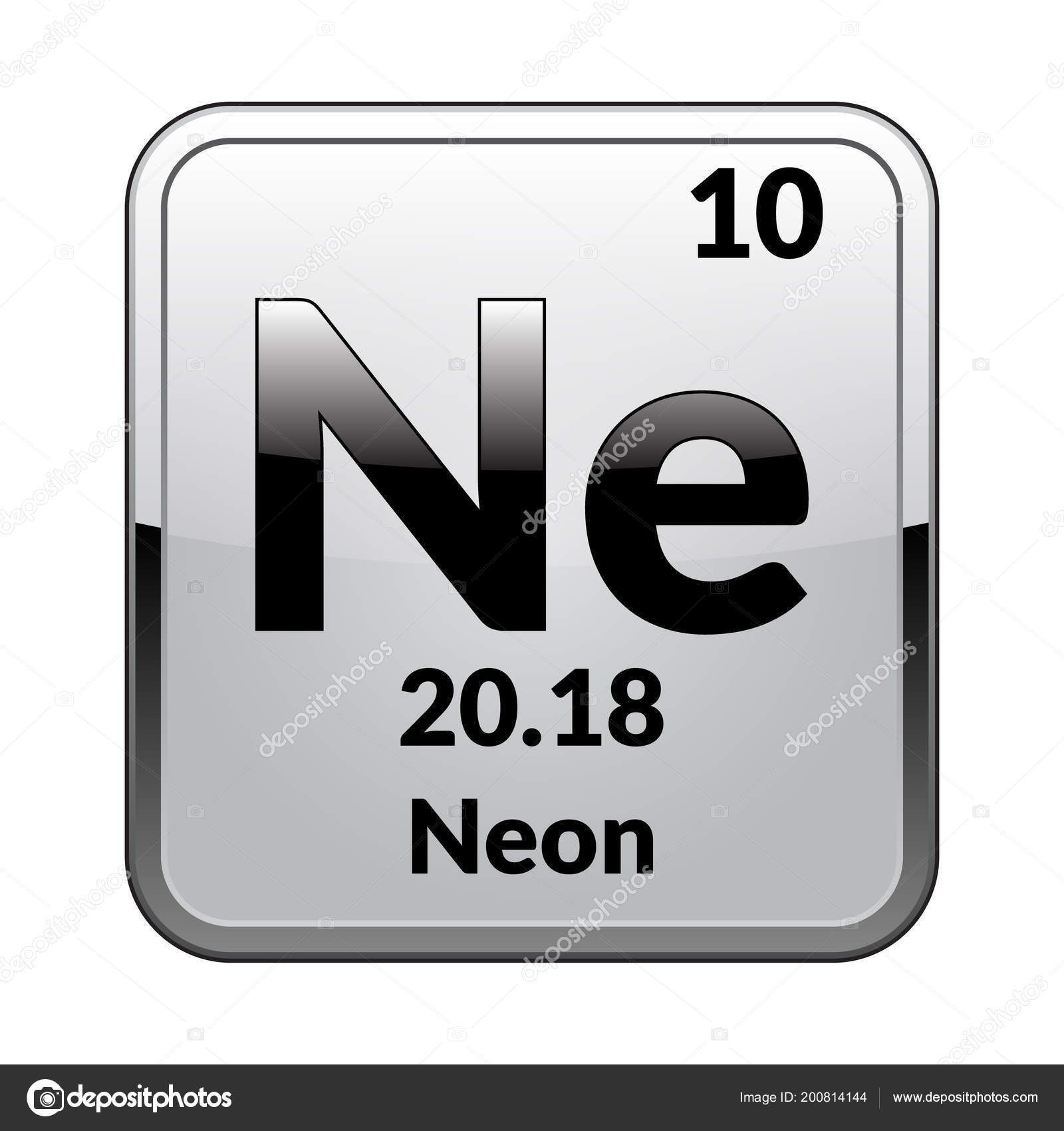 Neon Element Periodic Table Model