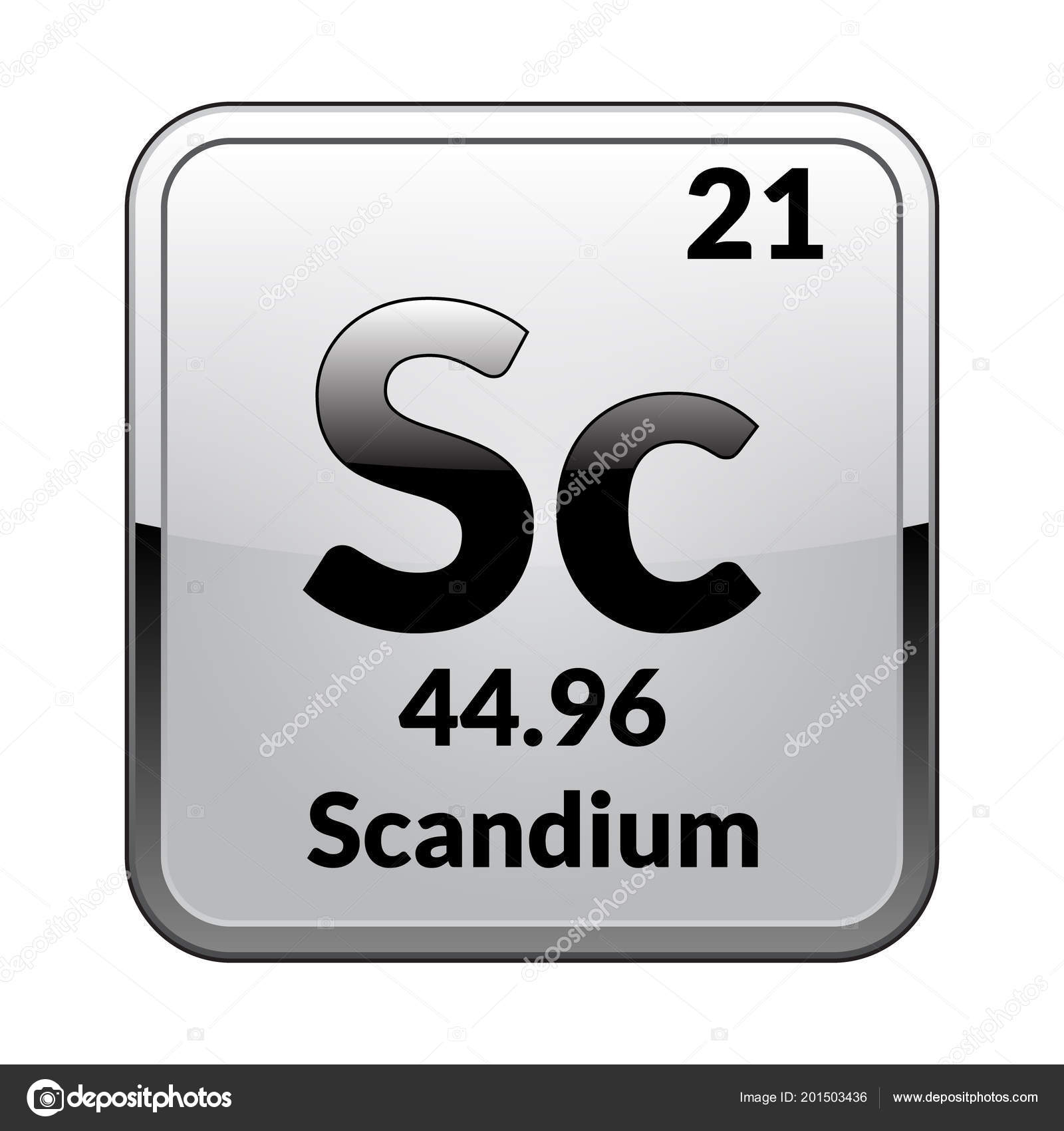 Scandium Symbol Chemical Element Periodic Table Glossy White Background ...