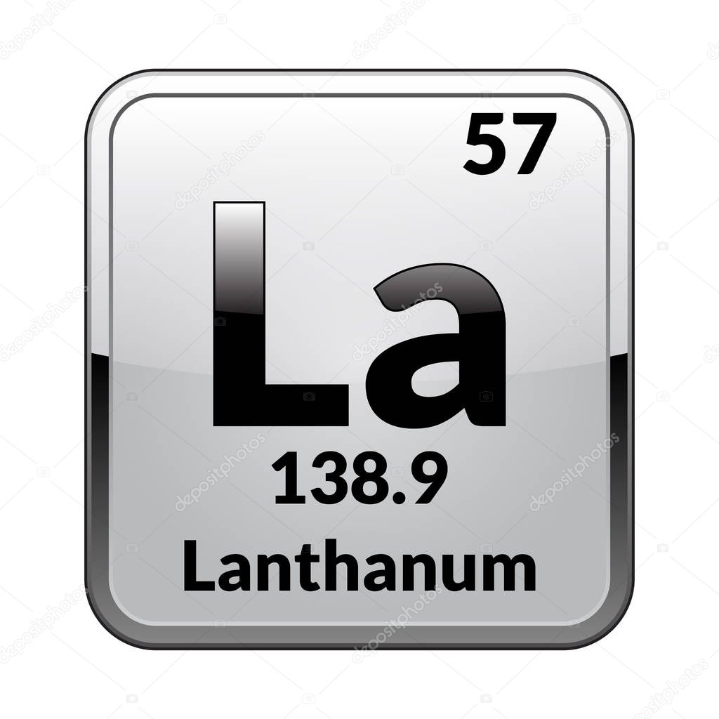 Símbolo de lantano.Elemento químico de la tabla periódica sobre un ...