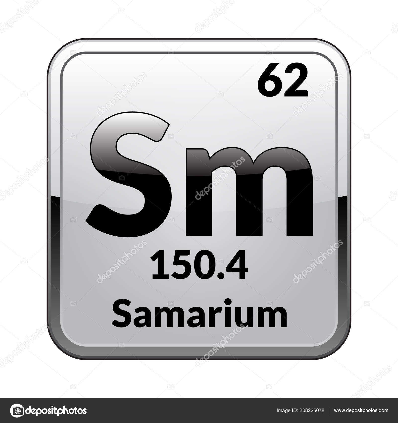 Samarium Symbol Chemical Element Periodic Table Glossy White Background ...