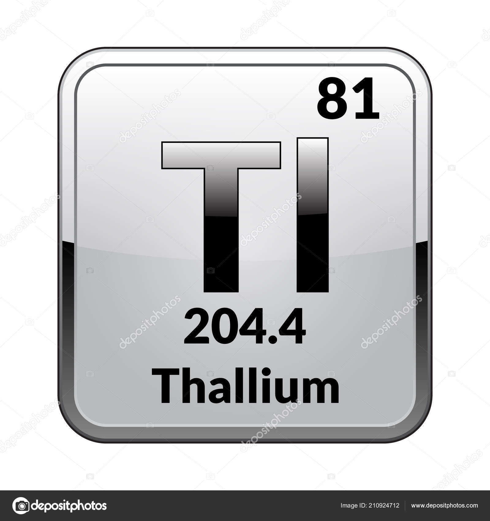 Thallium Symbol Chemical Element Periodic Table Glossy White Background ...