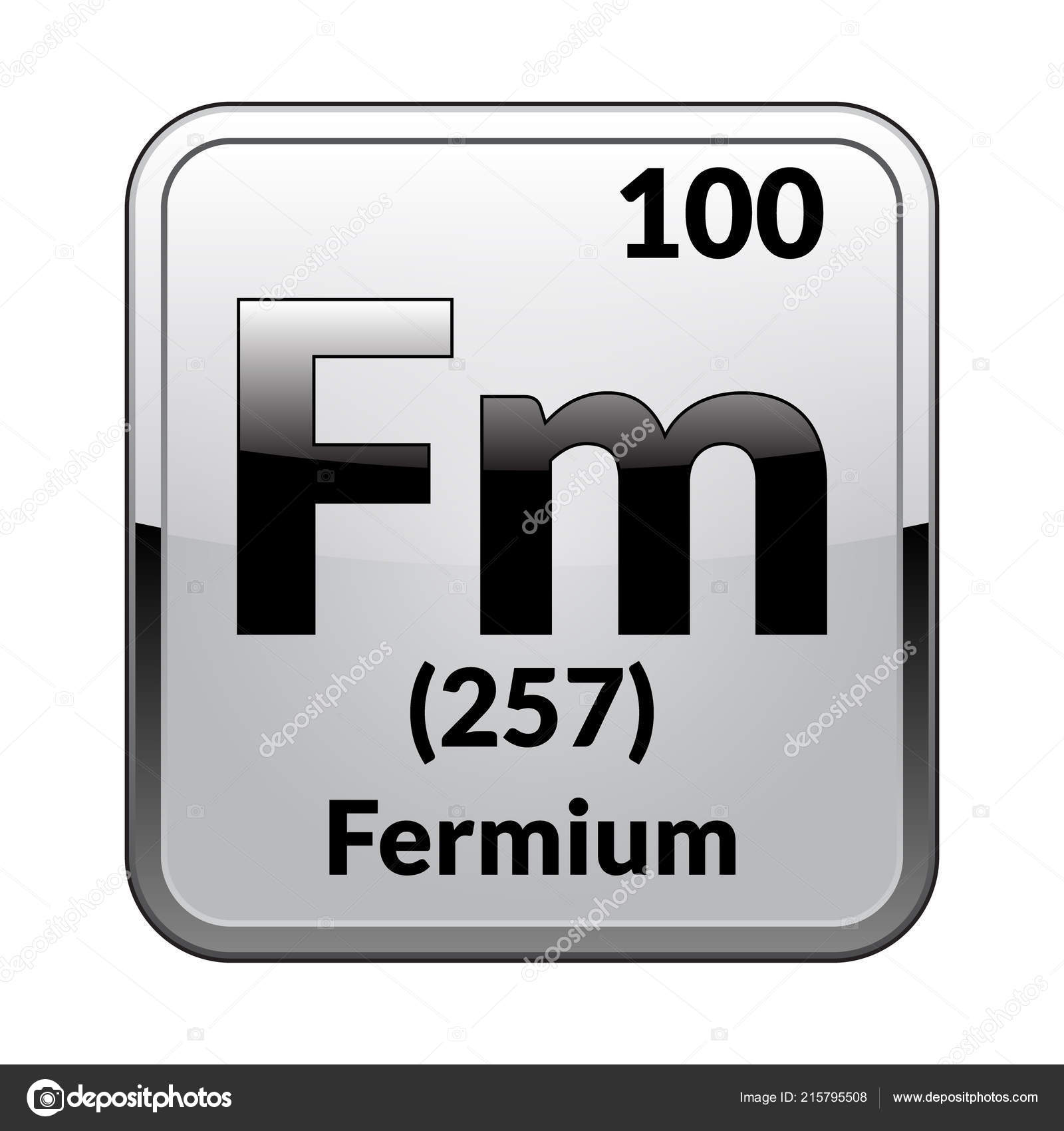 Fermium Symbol Chemical Element Periodic Table Glossy White Background ...