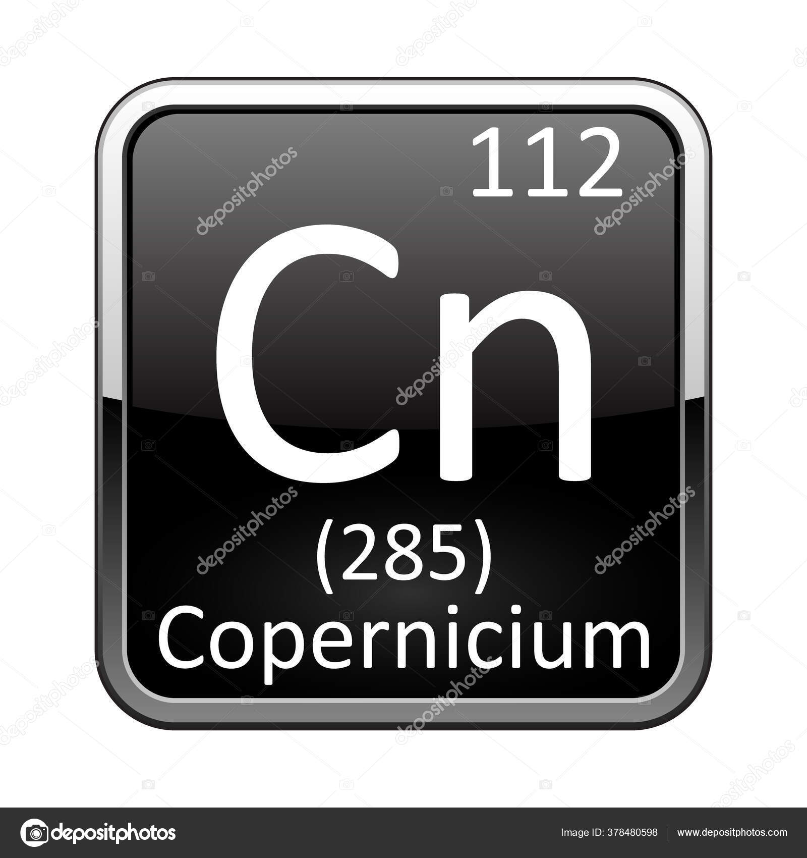 Copernicium Symbol Chemical Element Periodic Table Glossy Black ...