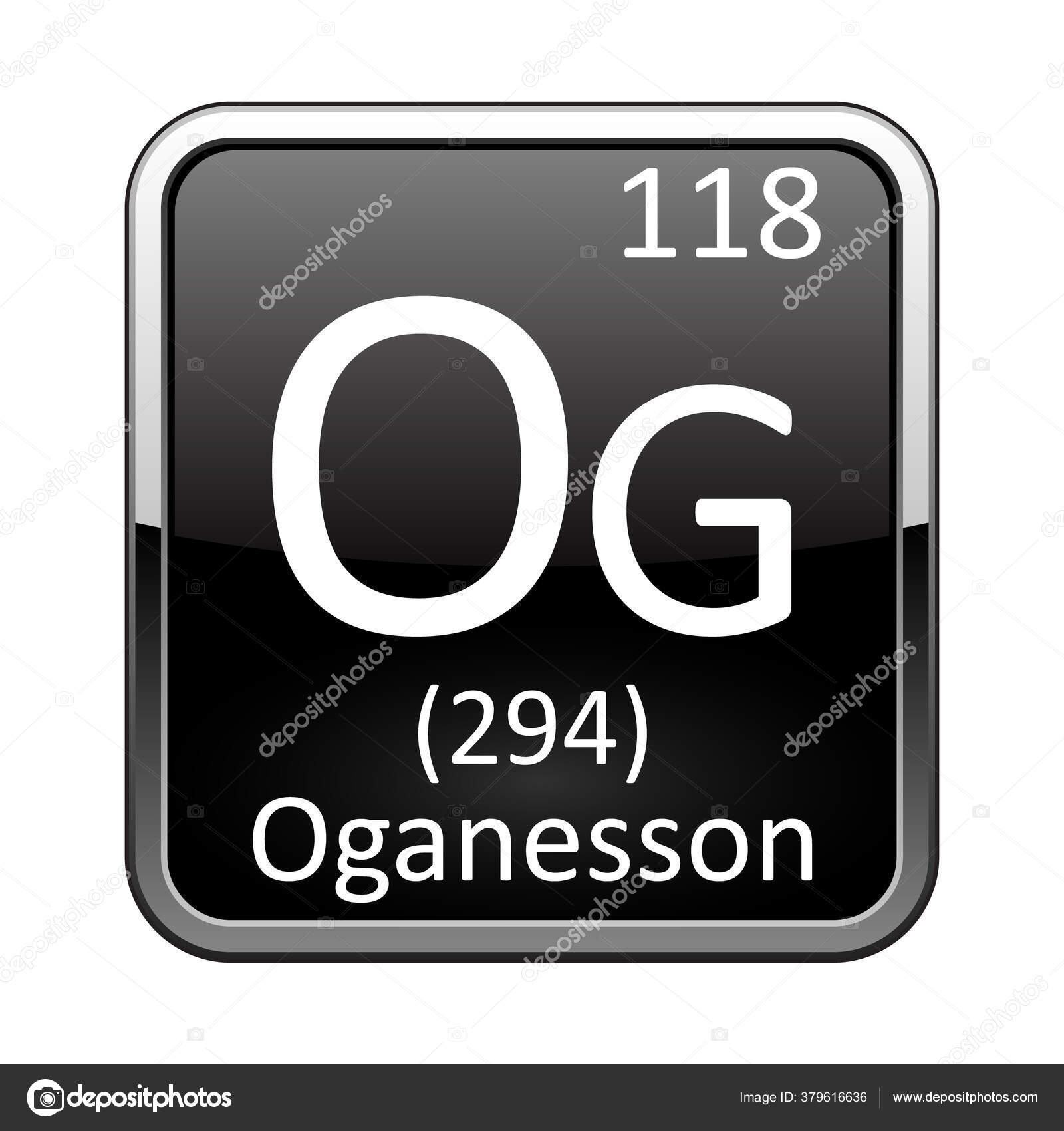 Oganesson Symbol Chemical Element Periodic Table Glossy Black ...