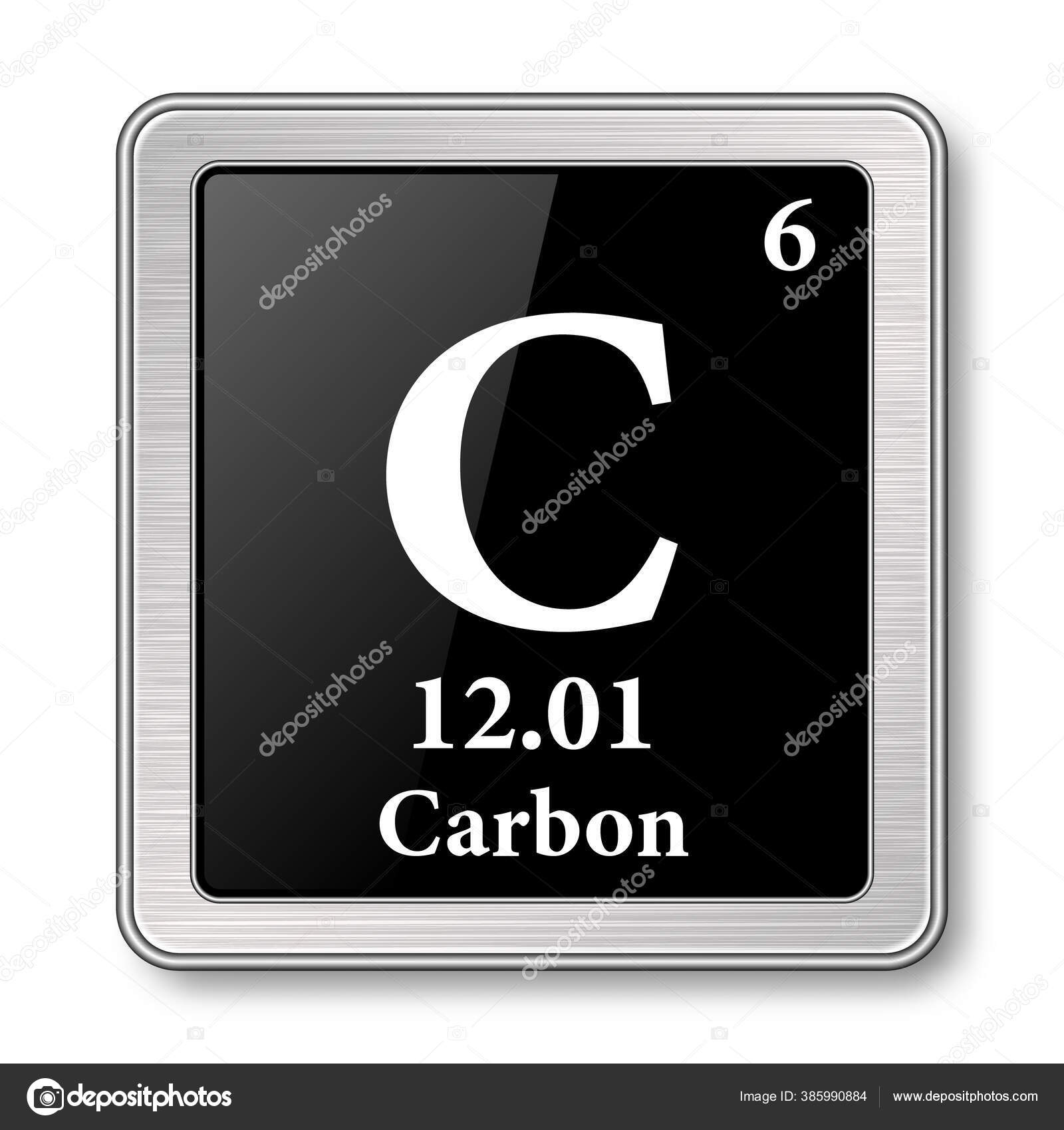 Símbolo Carbono Elemento Químico Tabla Periódica Sobre Fondo Negro ...