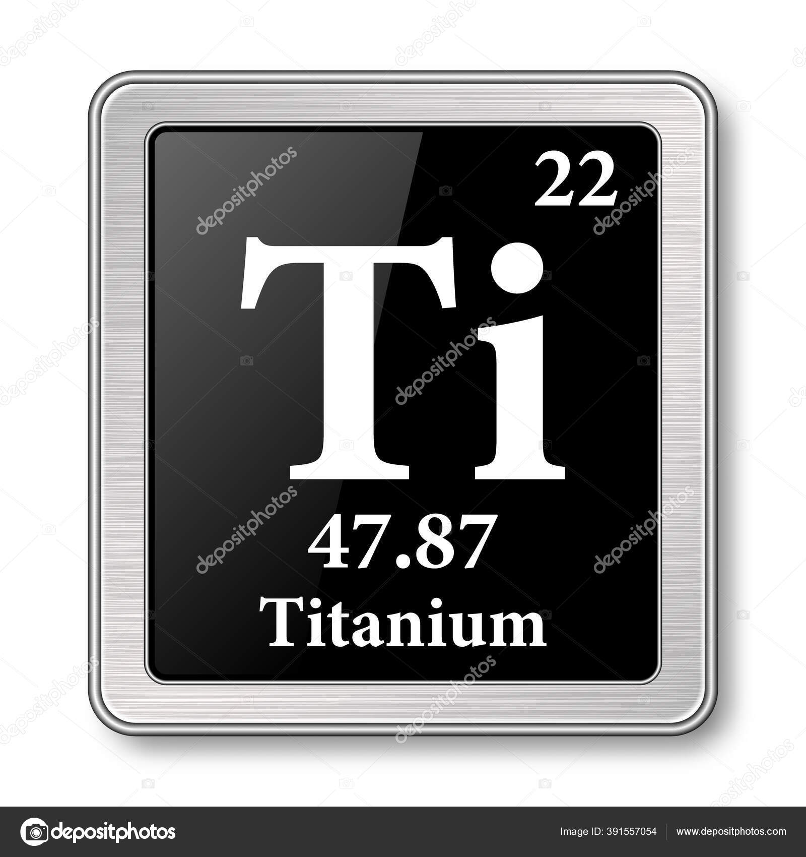 Símbolo Titanio Elemento Químico Tabla Periódica Sobre Fondo Negro ...