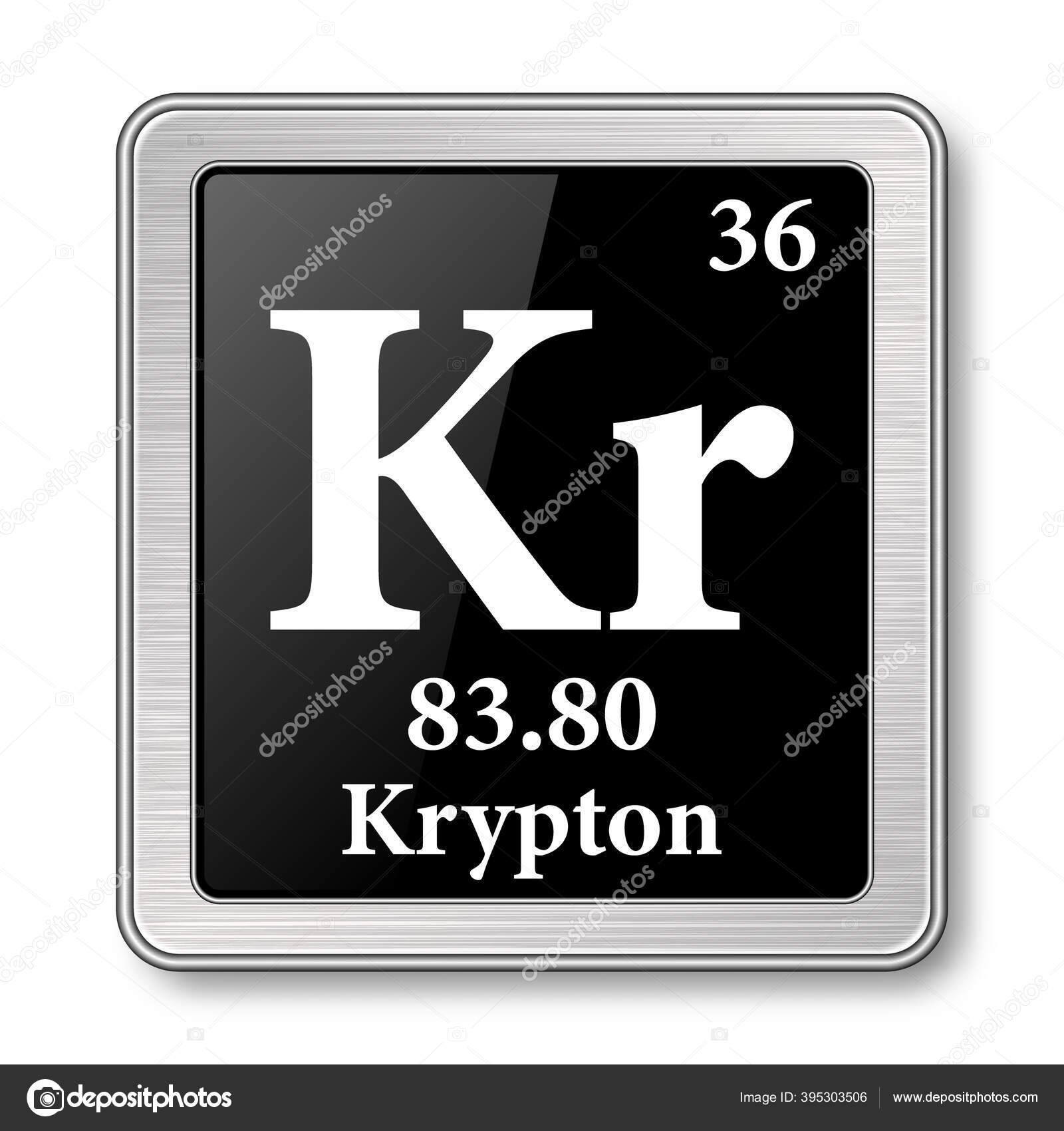 Krypton Symbol Chemical Element Periodic Table Glossy Black Background ...