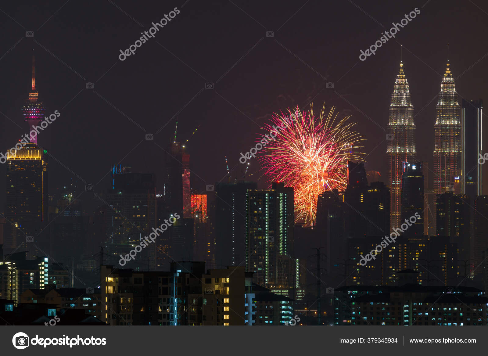 Fireworks Explode Downtown New Year Celebration Kuala Lumpur Malaysia ...