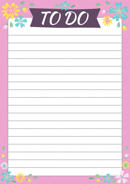Cute Weekly Planner Drawn Flower Template Place Notes Vector ...