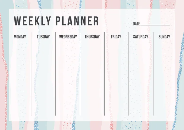 Blue Color Weekly Planner Chart Notes White Charts Each Day — Stock ...