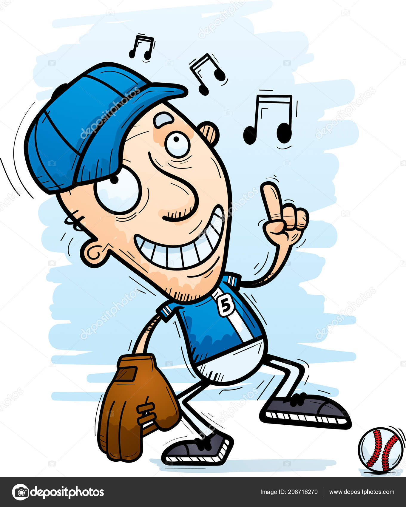 Cartoon Illustration Senior Citizen Man Baseball Player Dancing Stock ...