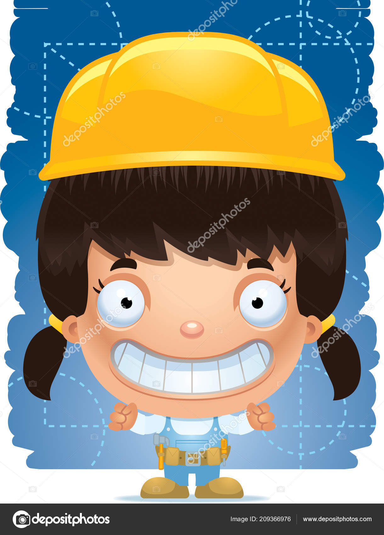 Una Ilustración Dibujos Animados Una Chica Manitas Sonriendo Vector de ...