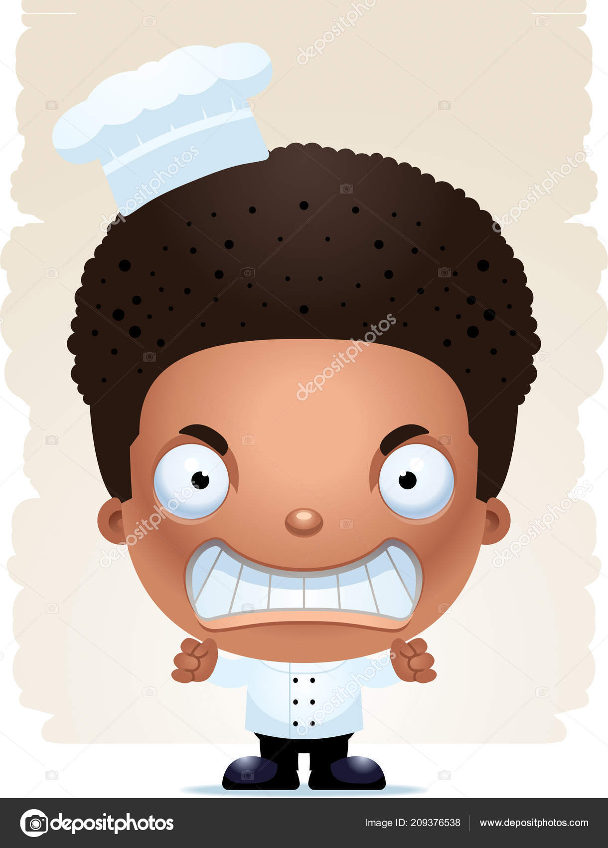 Cartoon Illustration Boy Chef Angry Expression Stock Vector Image by ...