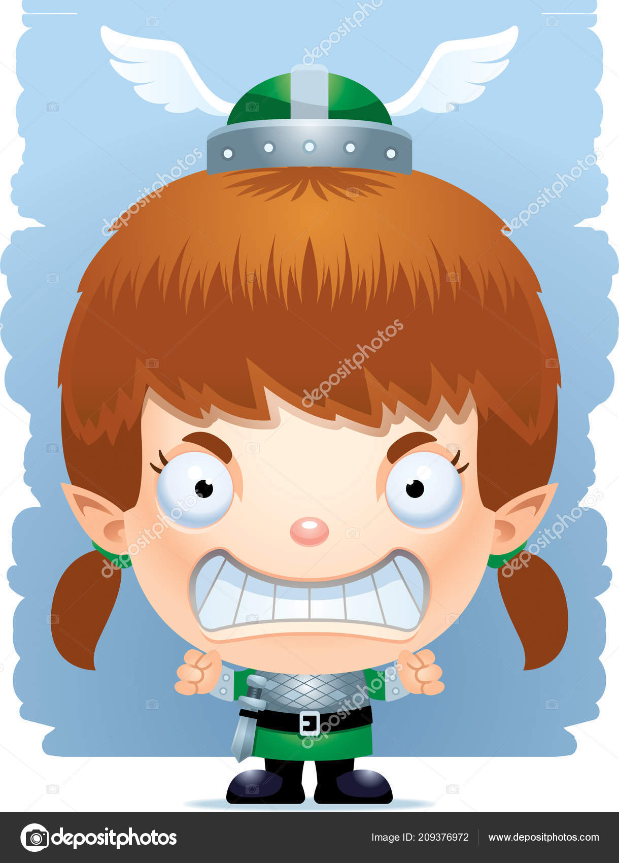 Cartoon Illustration Girl Elf Angry Expression Stock Illustration by ...