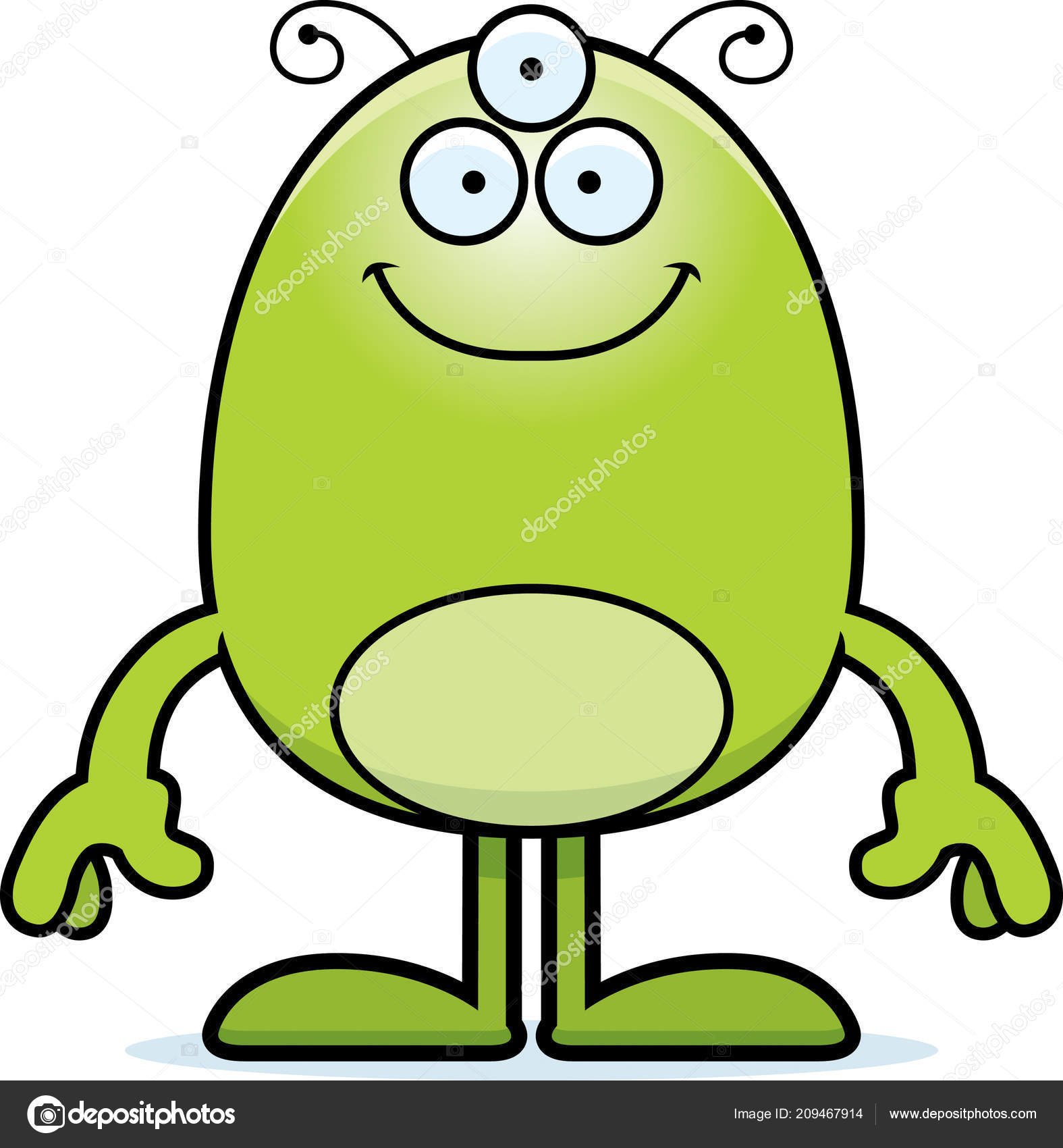 Una Ilustración Dibujos Animados Alienígena Sonriendo Vector de stock ...