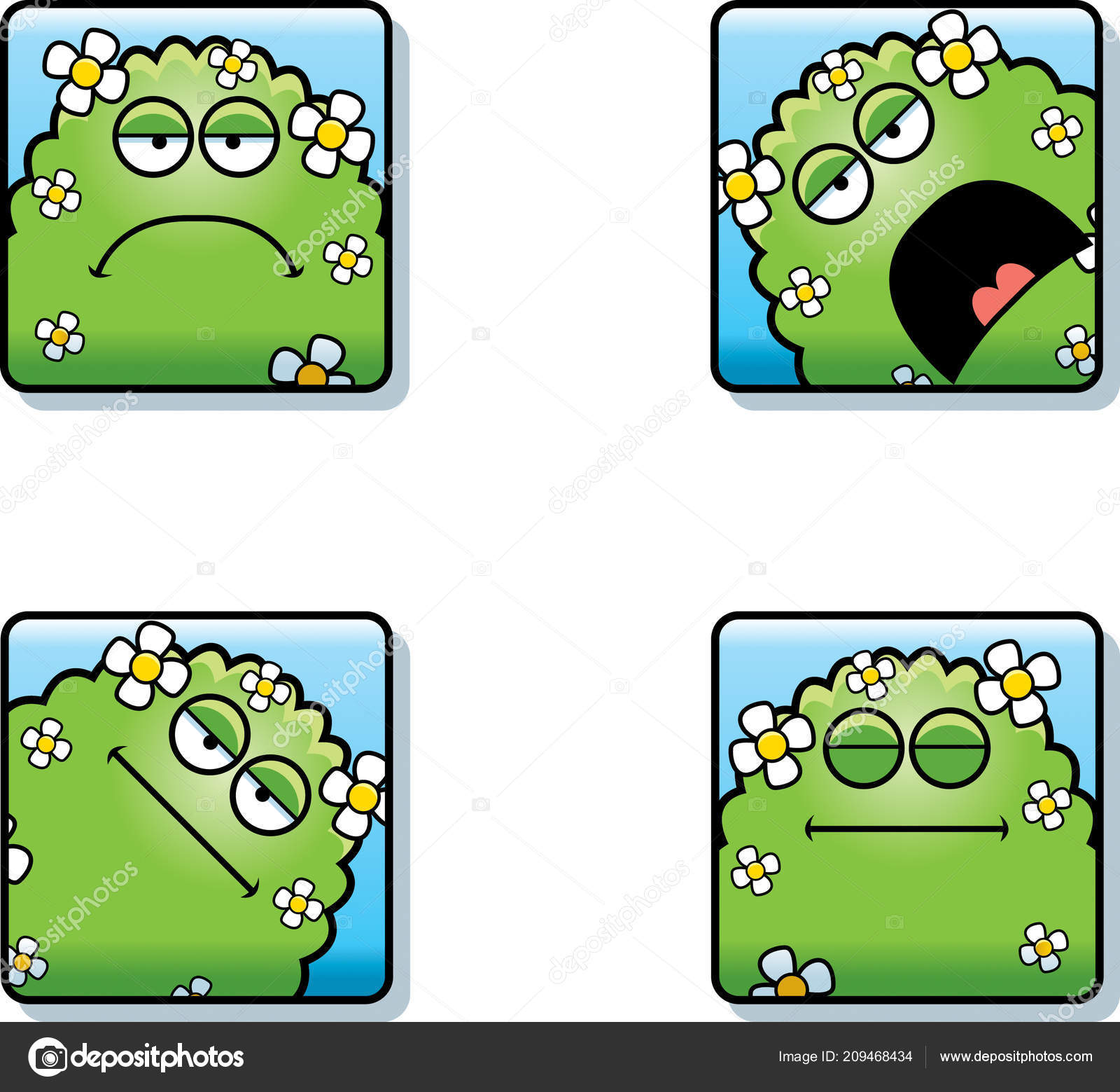 Cartoon Icon Set Plant Monster Sad Calm Expressions Stock Vector Image ...