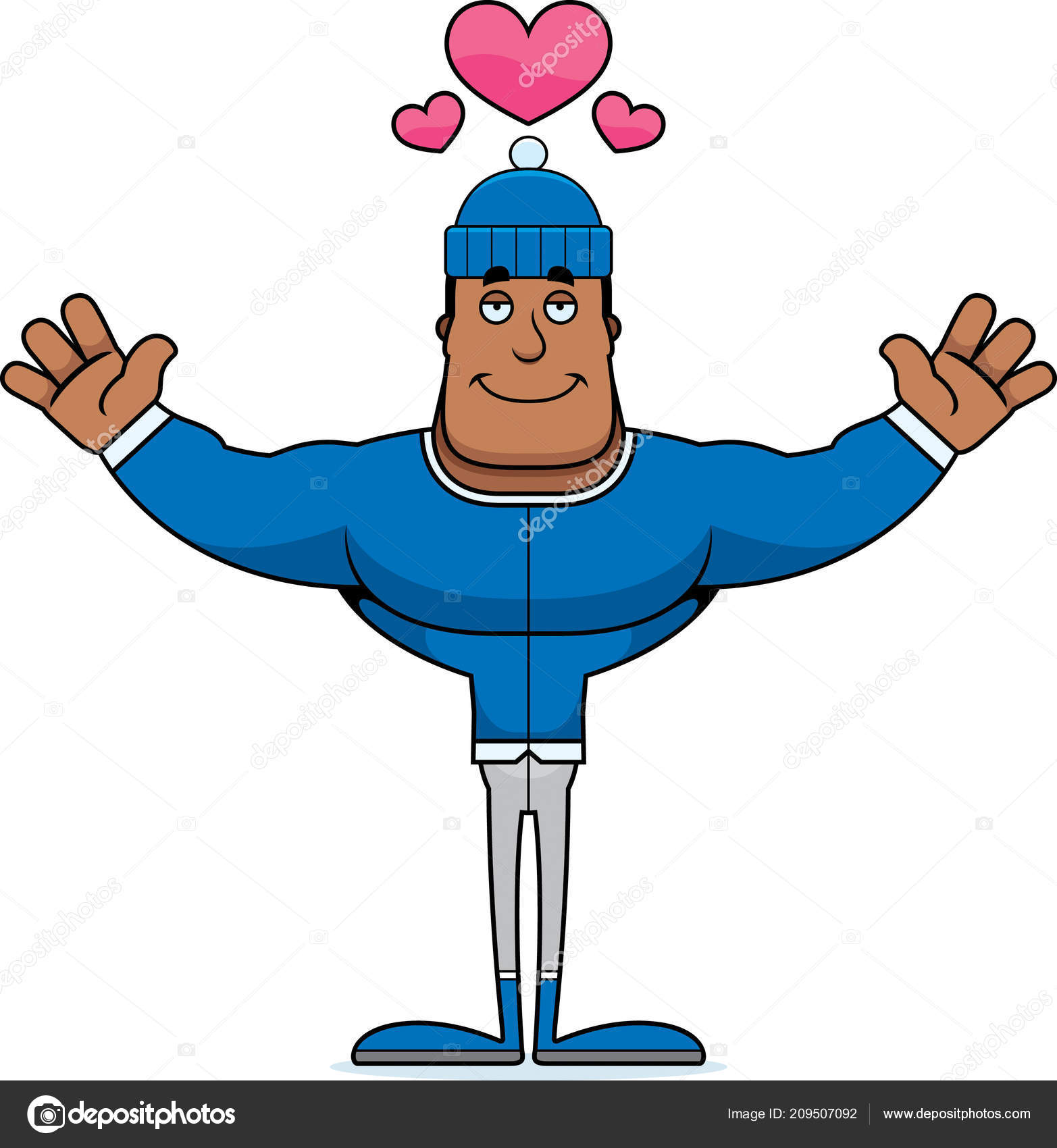Cartoon Winter Man Ready Give Hug Stock Vector by ©cthoman 209507092
