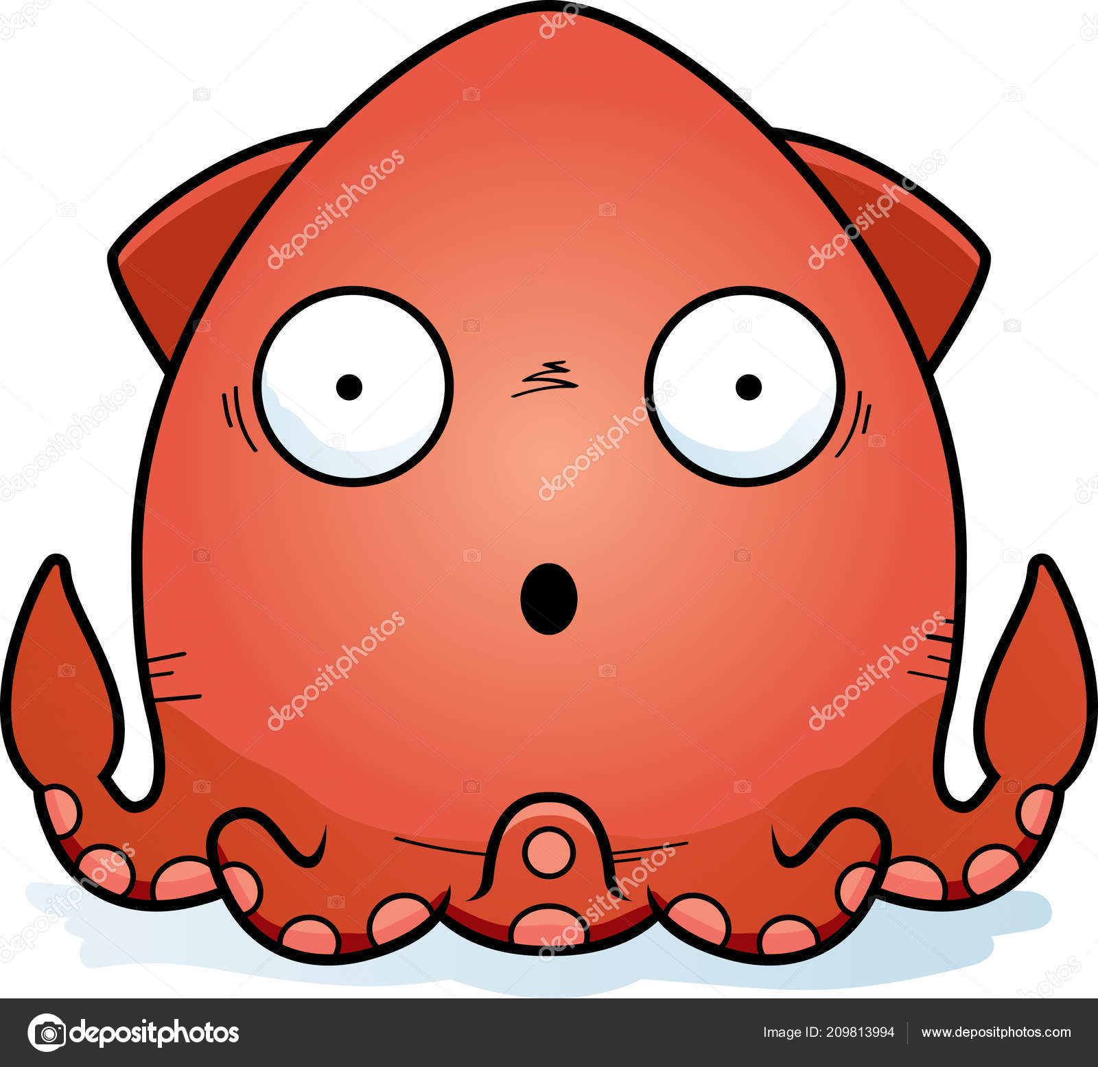 Una Ilustración Dibujos Animados Calamar Que Parece Sorprendido Vector ...