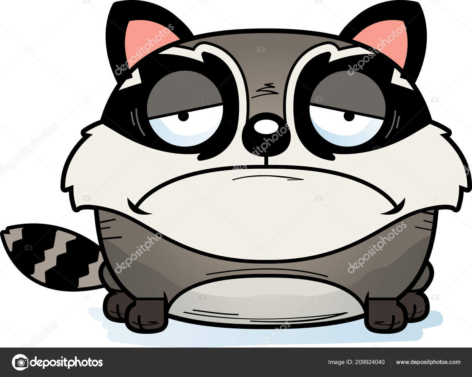 Una Ilustración Dibujos Animados Mapache Bebé Con Una Expresión Triste ...