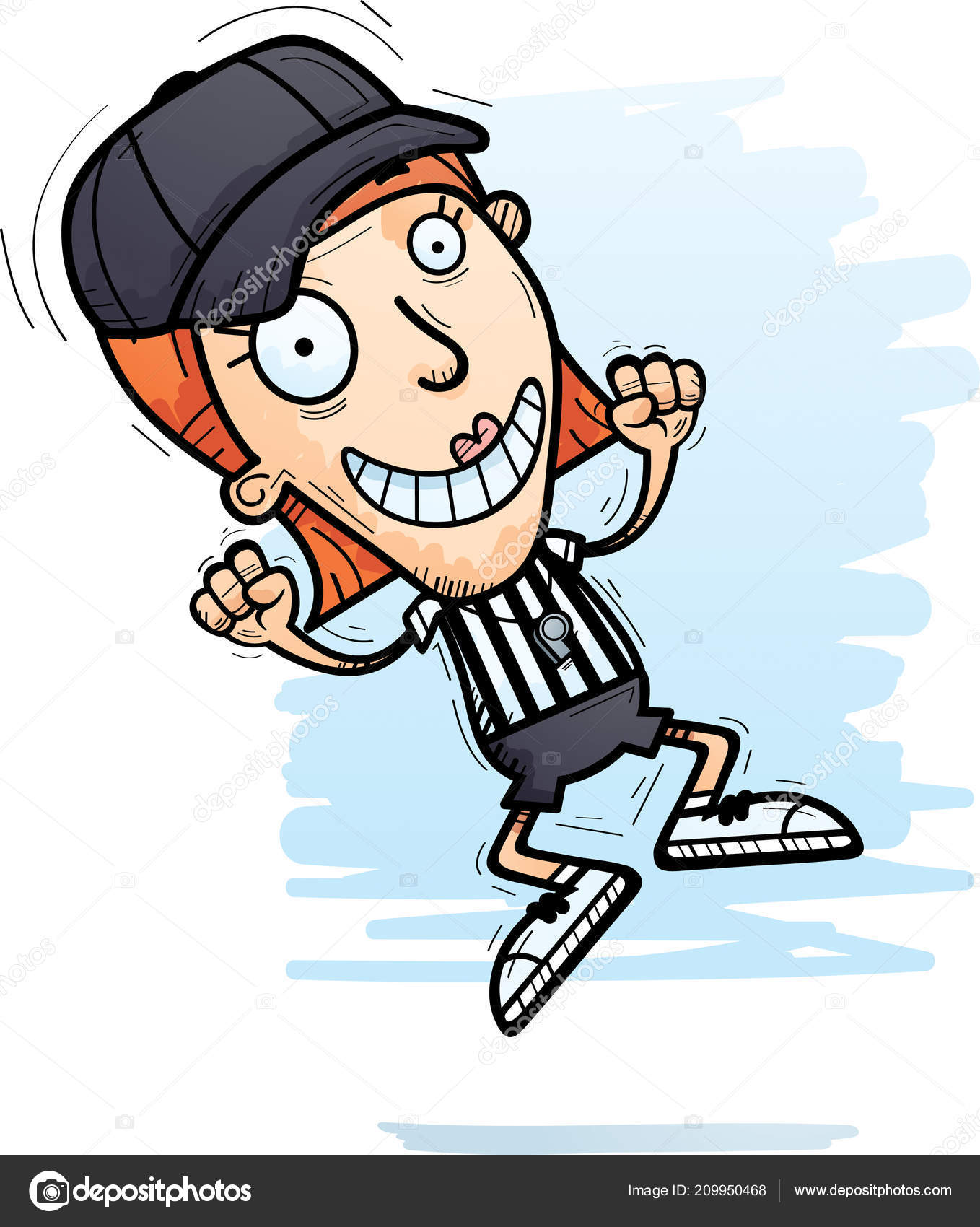 Una Ilustración Dibujos Animados Una Mujer Árbitro Saltando Vector de ...