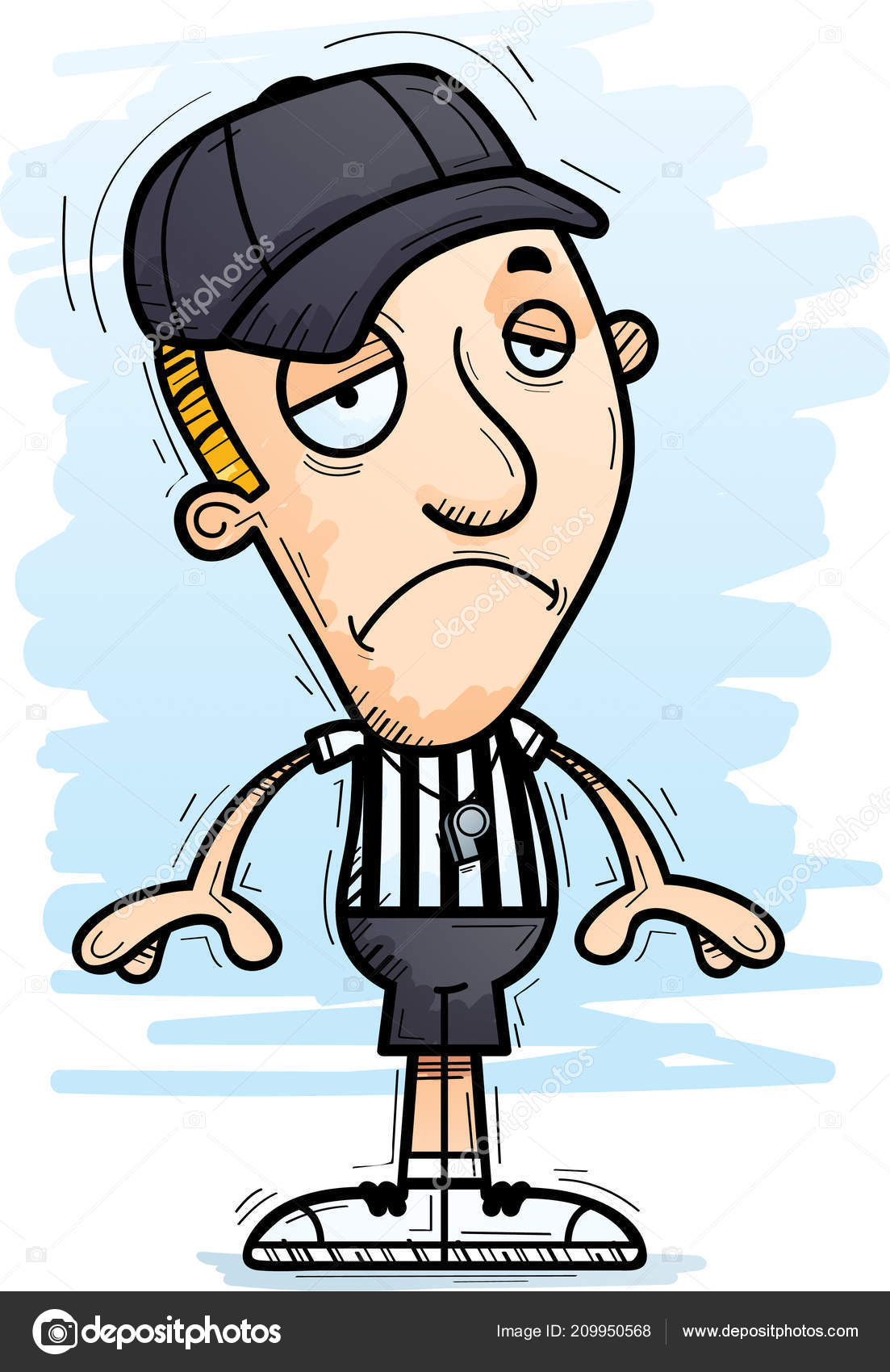 Una Ilustración Dibujos Animados Hombre Árbitro Mirando Triste Vector ...