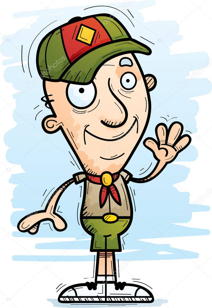 Una ilustraci n de dibujos animados de un explorador de ancianos saludando. 2024