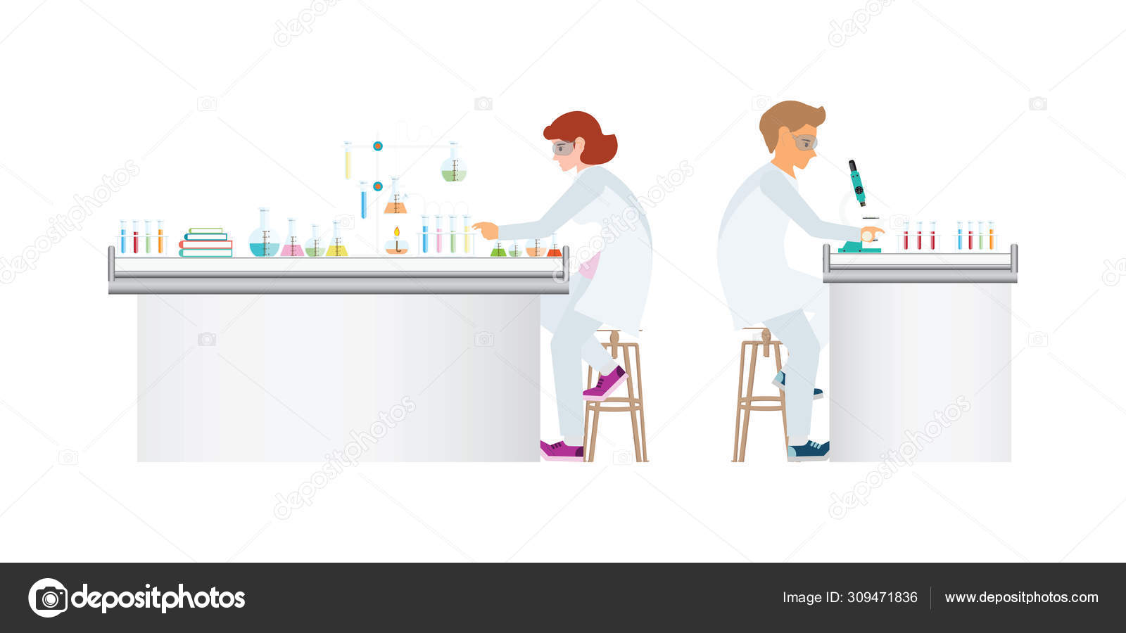 Chemists doing experiments and running chemical tests isolated o Stock ...