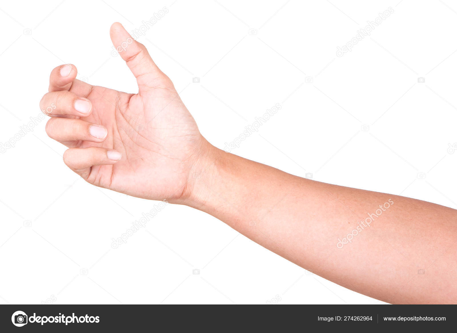 Male Caucasian Hand Gestures Isolated White Background Grab Hand Stock ...