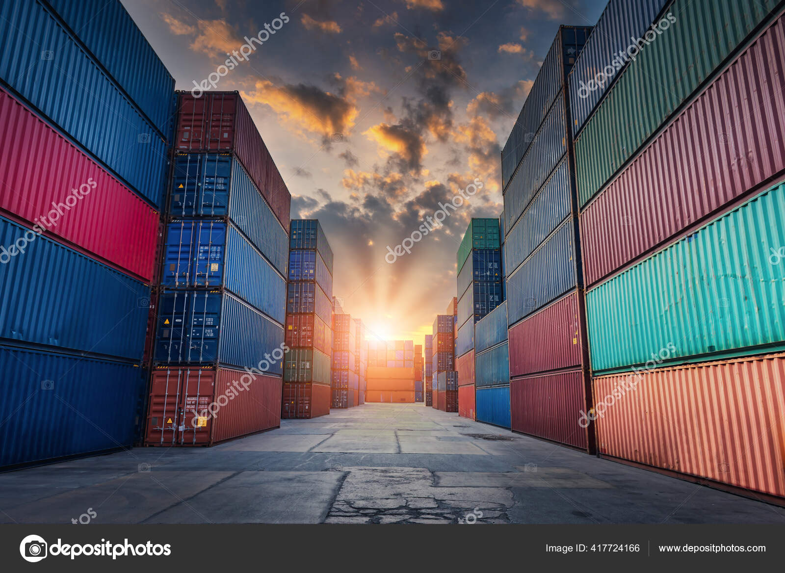 Stack Containers Cargo Ship Import Export Harbor Port Cargo Freight ...